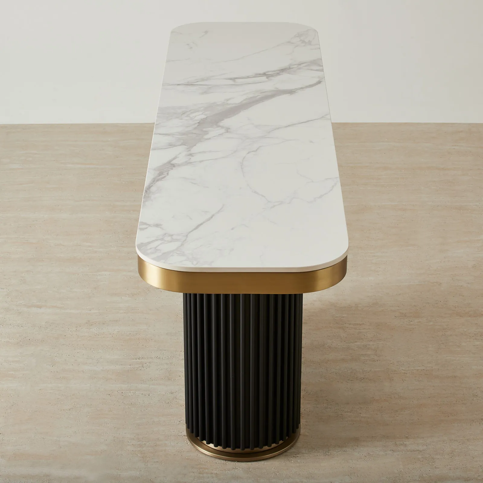 Archie Statuario White Sintered Stone Console Table - Single Leg ...