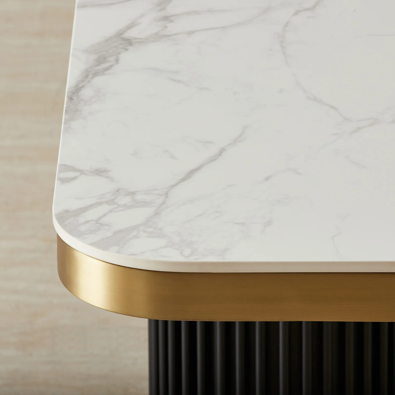 Archie Statuario White Sintered Stone Console Table - Single Leg ...