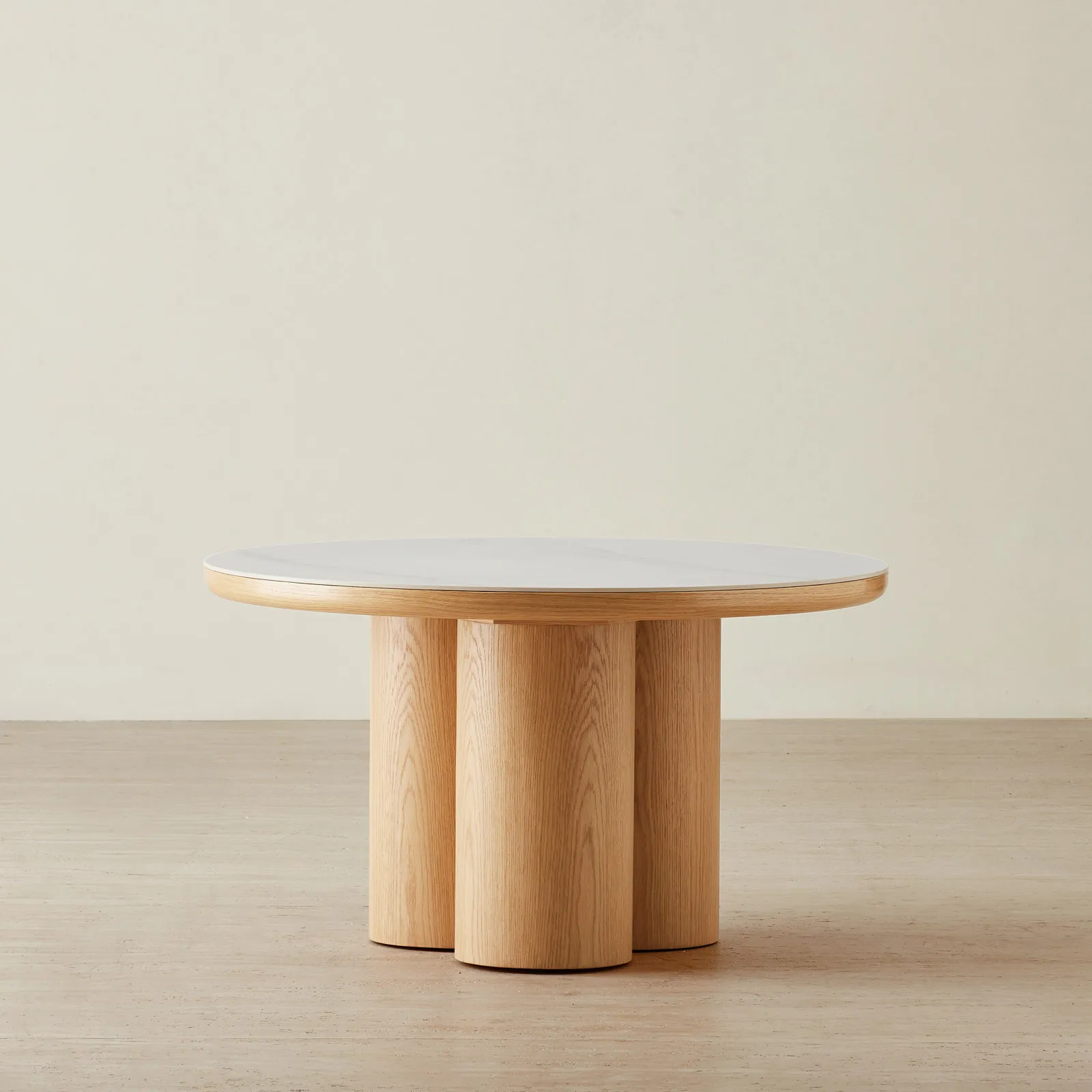 Terzetto Kids White Sintered Stone Play Table - Light Oak Veneer Legs ...