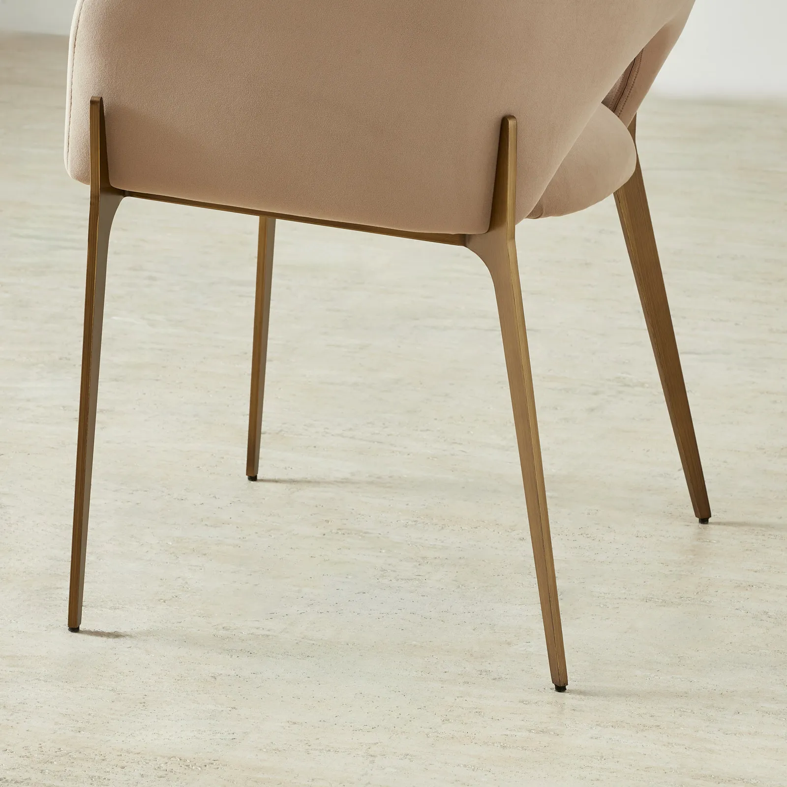 Polina Light Beige Velvet Dining Chair - Brushed Bronze Legs | Koala Living