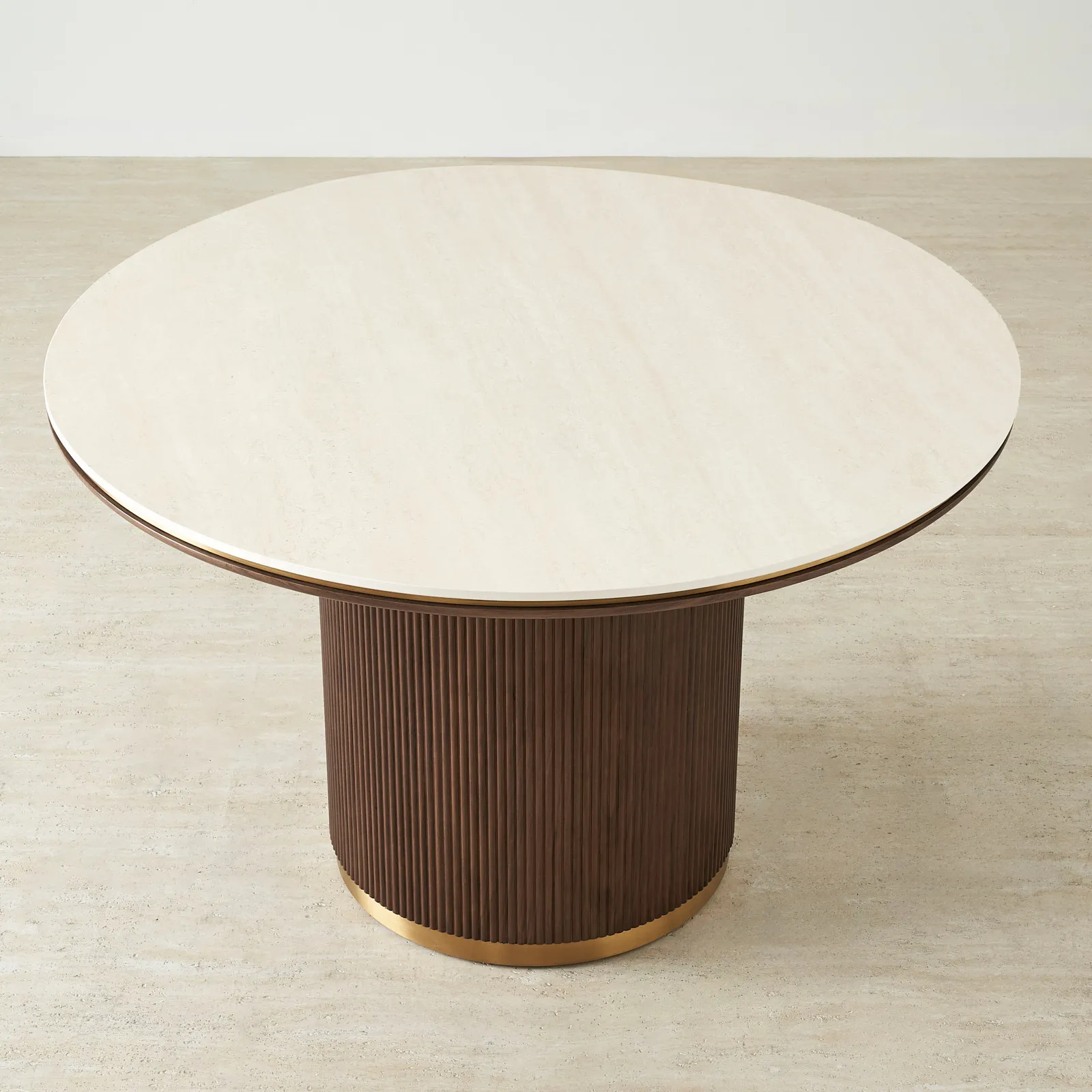 San Pierre Ebony Brown Ash Veneer Round Dining Table with Cream ...