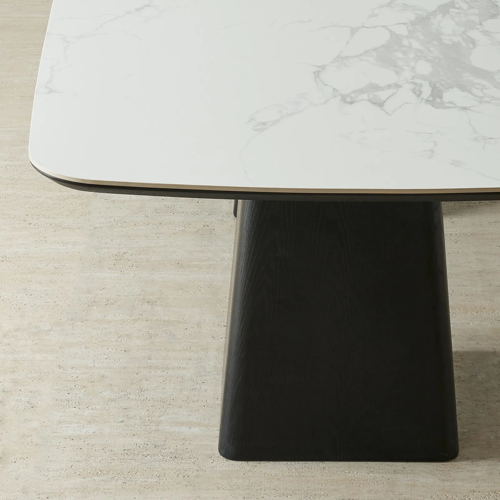 Dunstan Black Ash Veneer Rectangular Dining Table with Statuario White ...