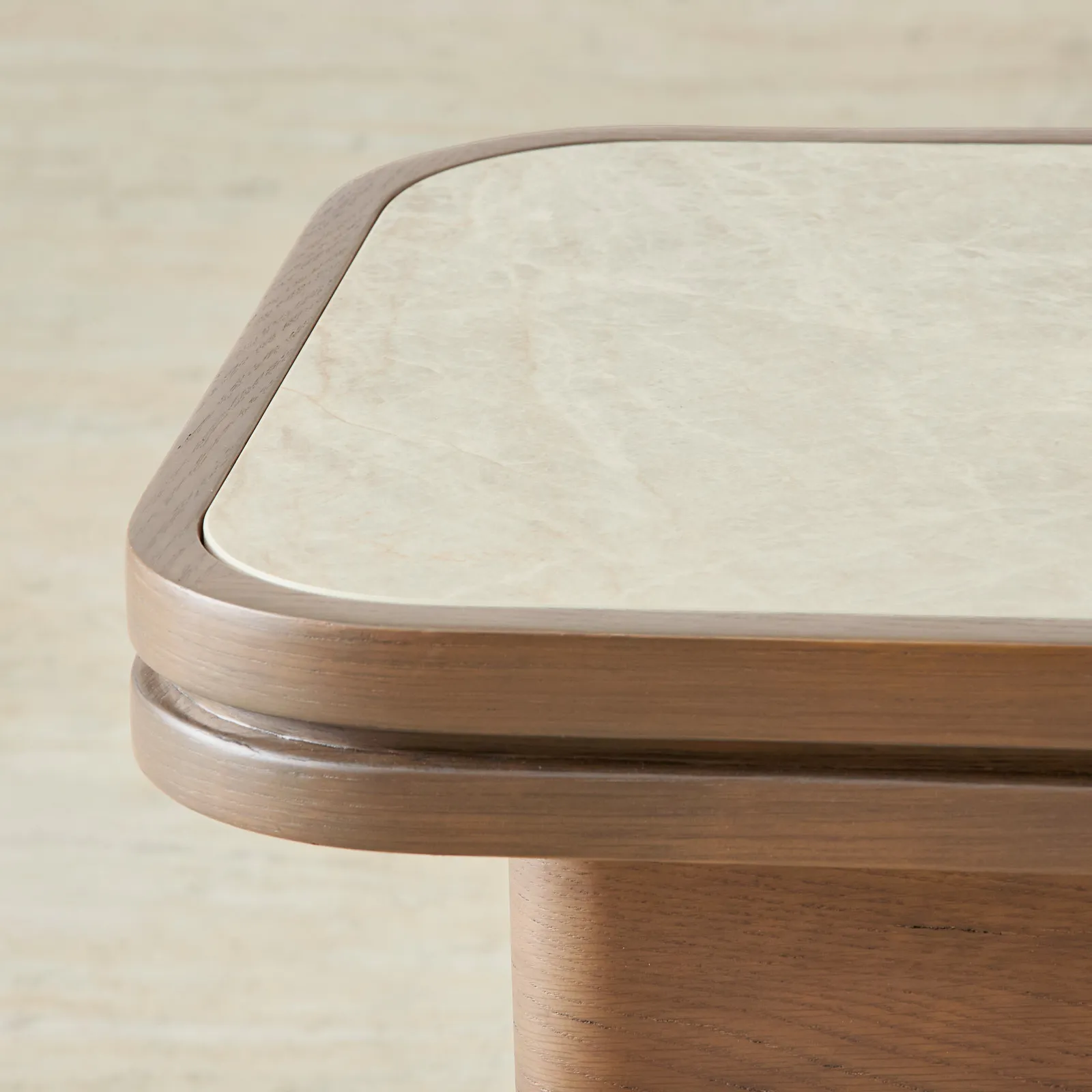 Whimsy Walnut Brown Side Table - Taj Mahal Sintered Stone Top | Koala ...