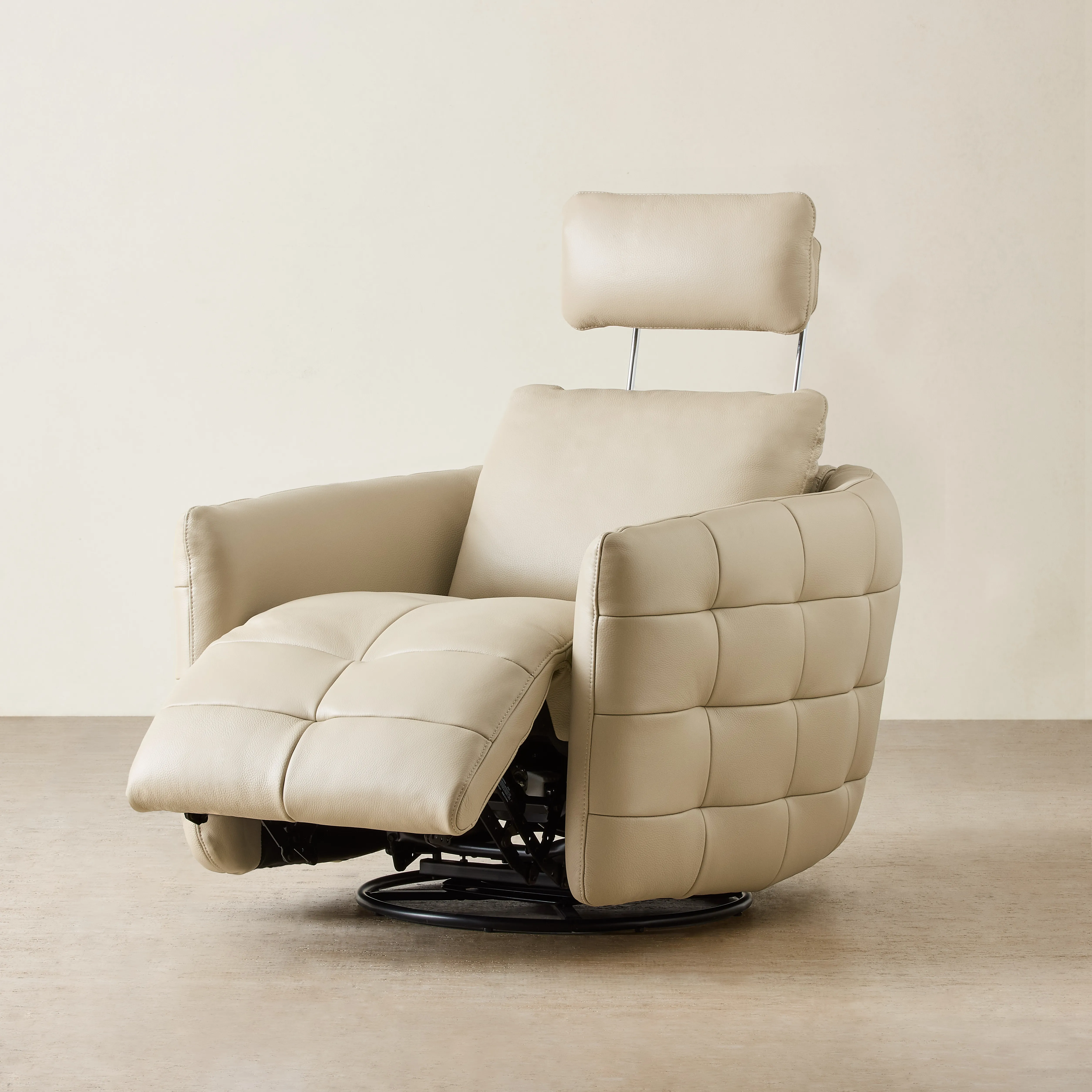 Sherlock Almond Cream Leather Electric Rocker Chair | Koala Living