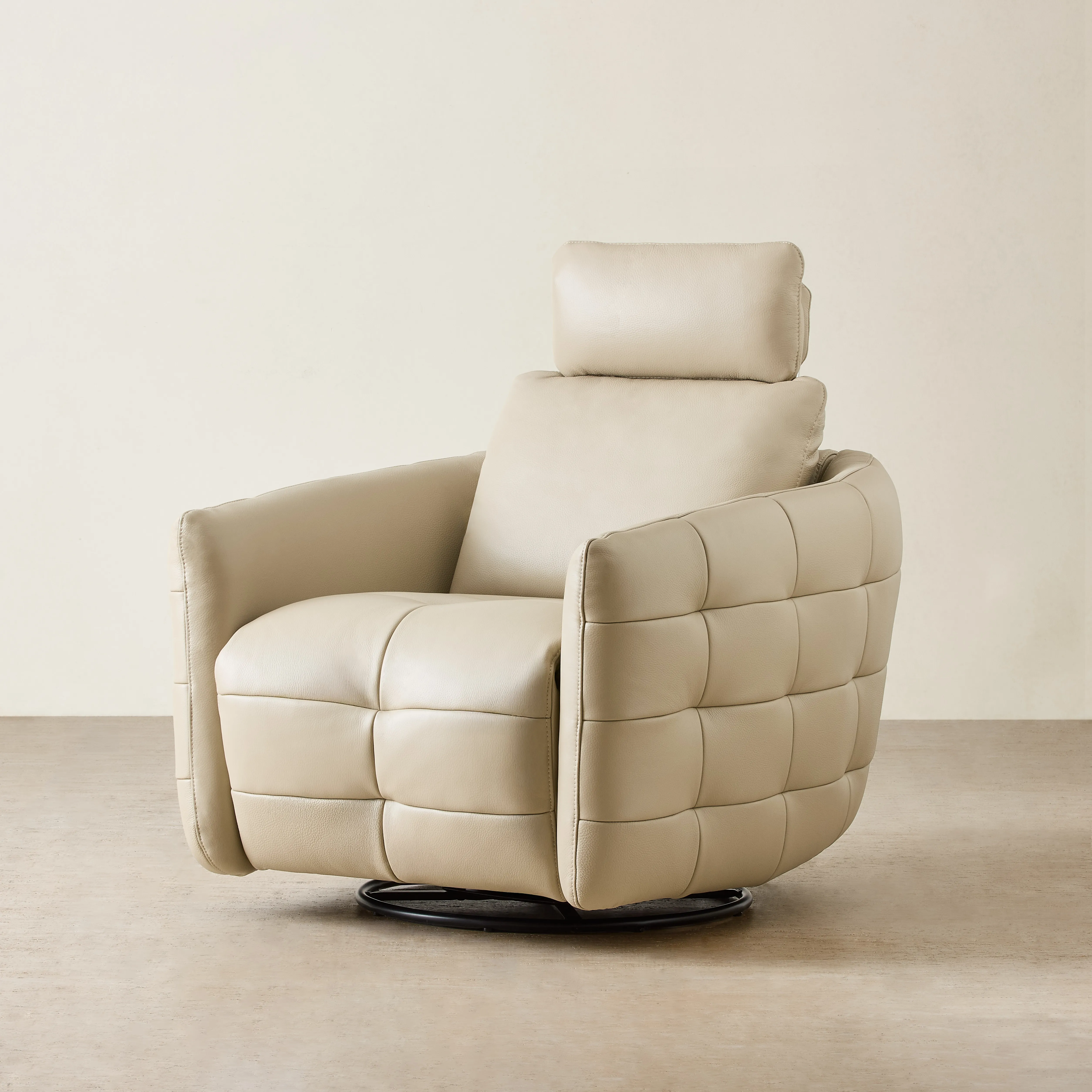 Sherlock Almond Cream Leather Electric Rocker Chair | Koala Living