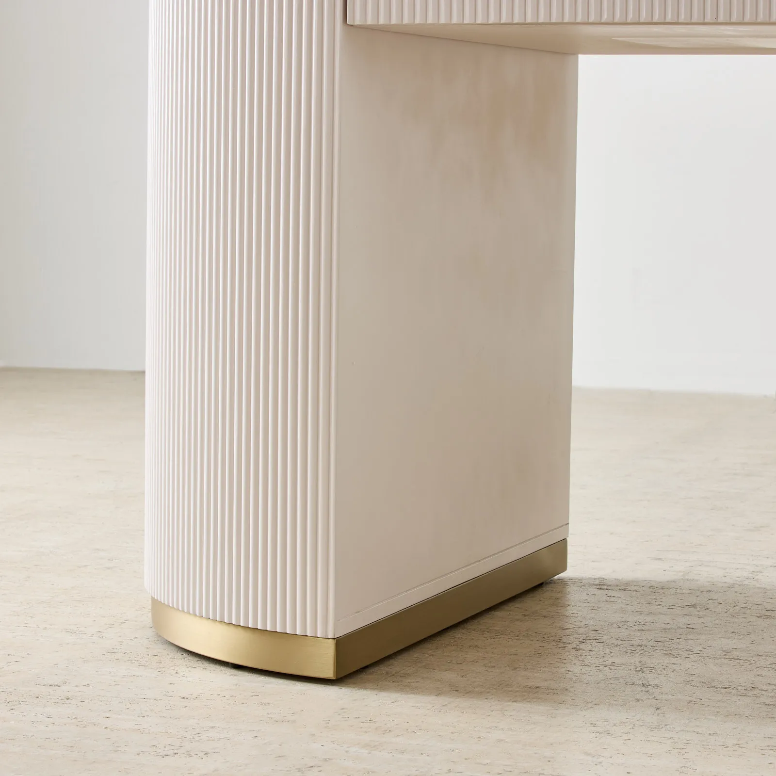 Archie White Sintered Stone Study Desk - White Ribbing | Koala Living