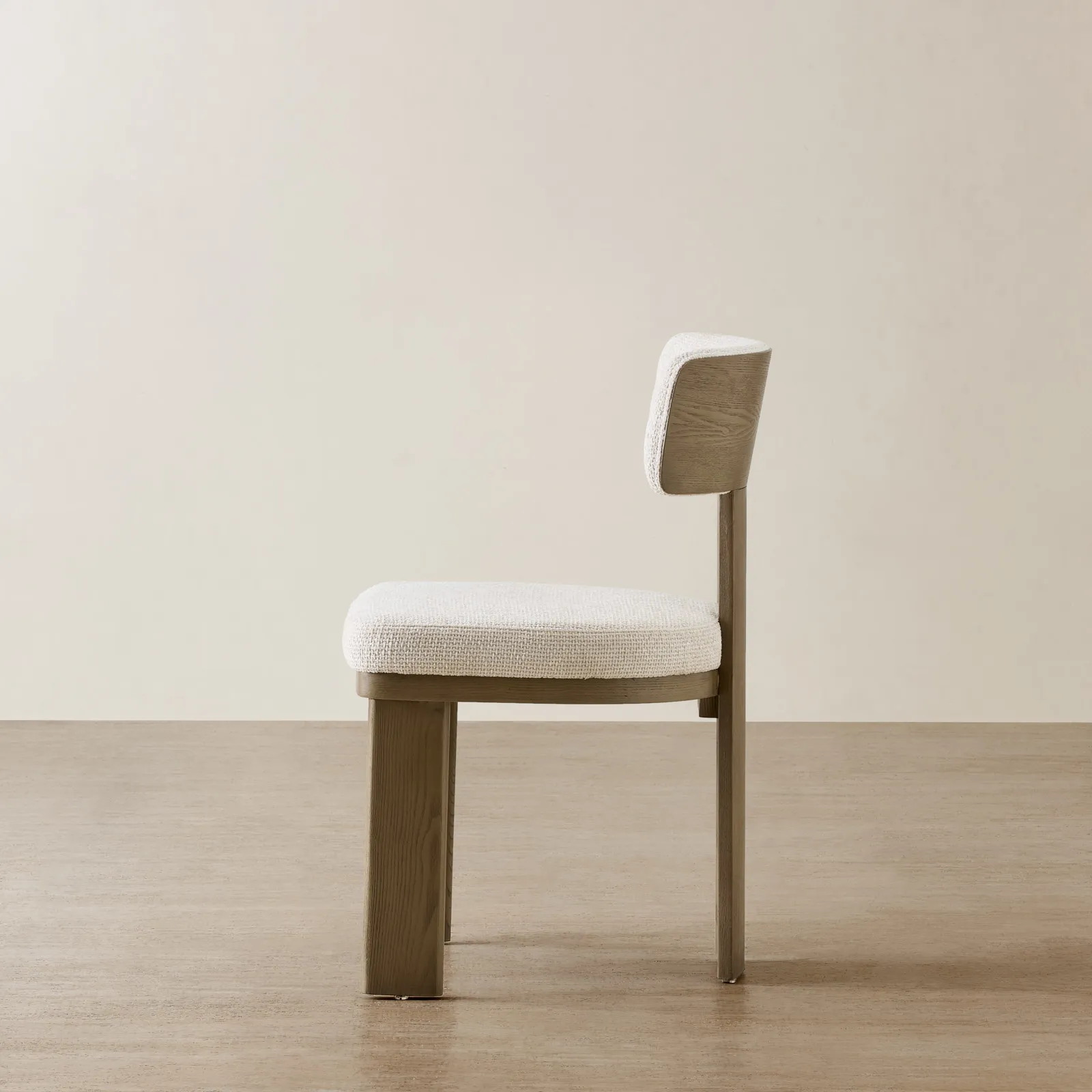 Isadora Warm Ivory Fabric Dining Chair - Medium Brown Solid Wooden Legs ...