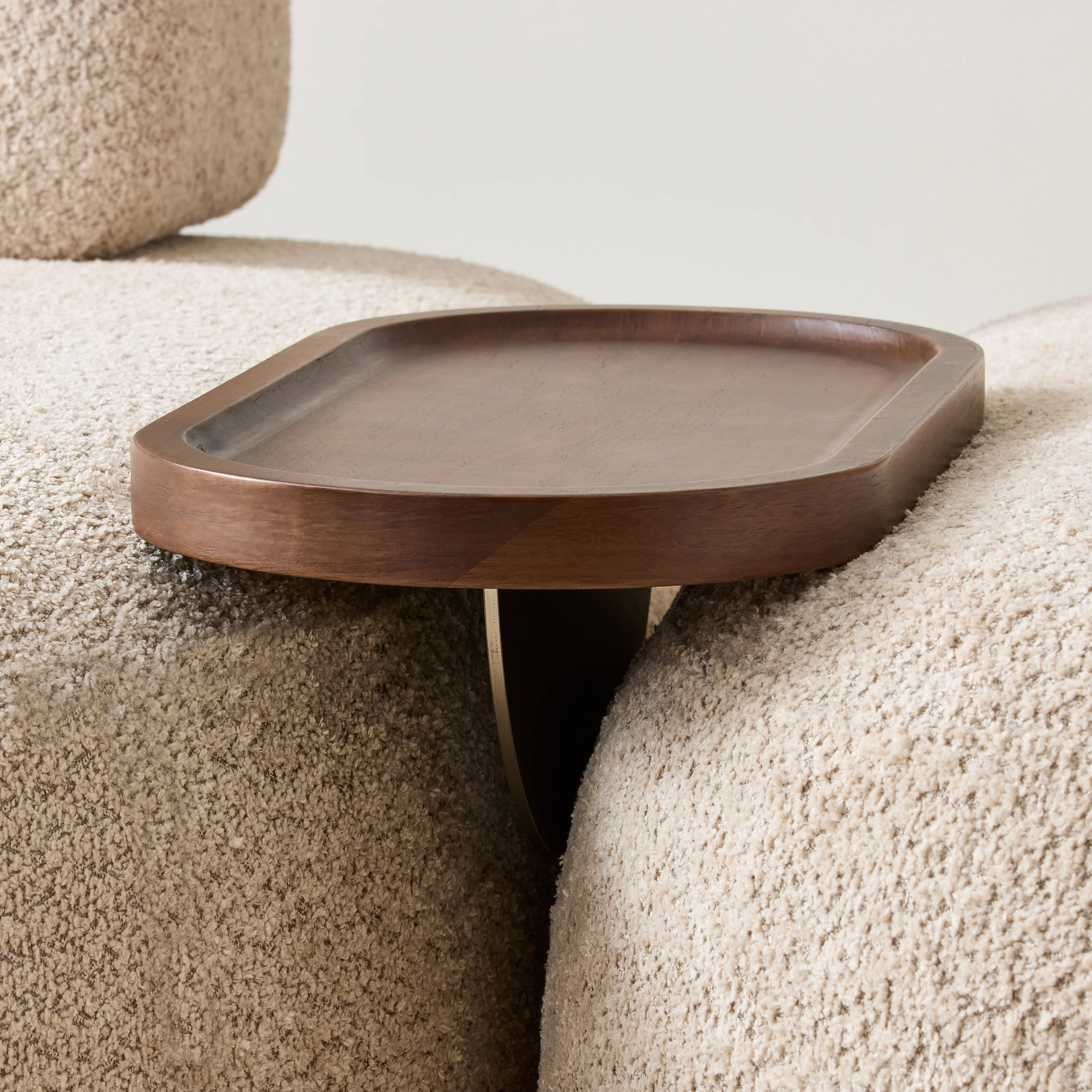 Capri Smoky Walnut Curve Sofa Tray | Koala Living