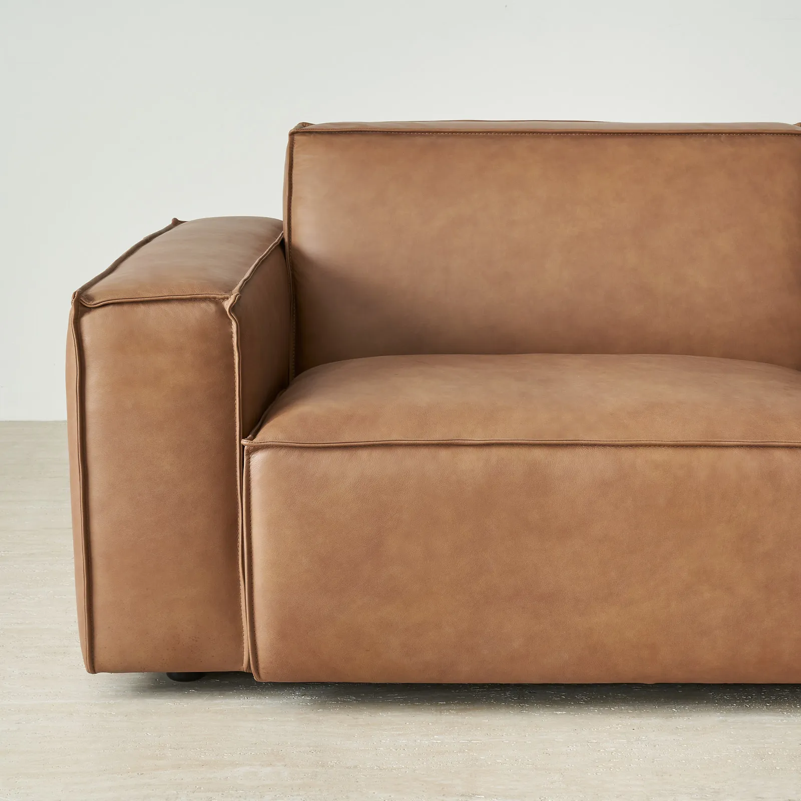 Lainey Medium Tan 2 Pieces Modular Leather Sofa | Koala Living
