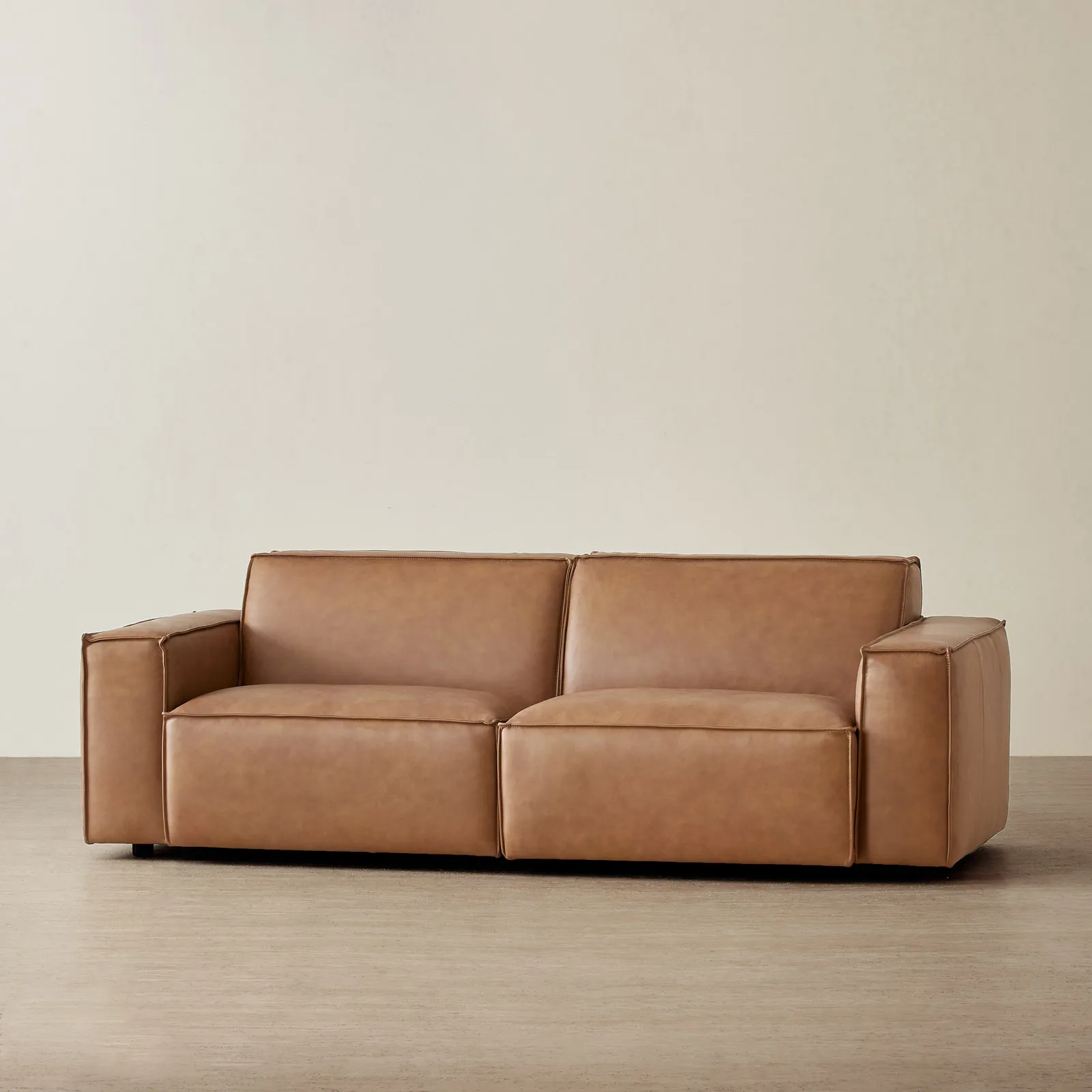 Lainey Medium Tan 2 Pieces Modular Leather Sofa | Koala Living