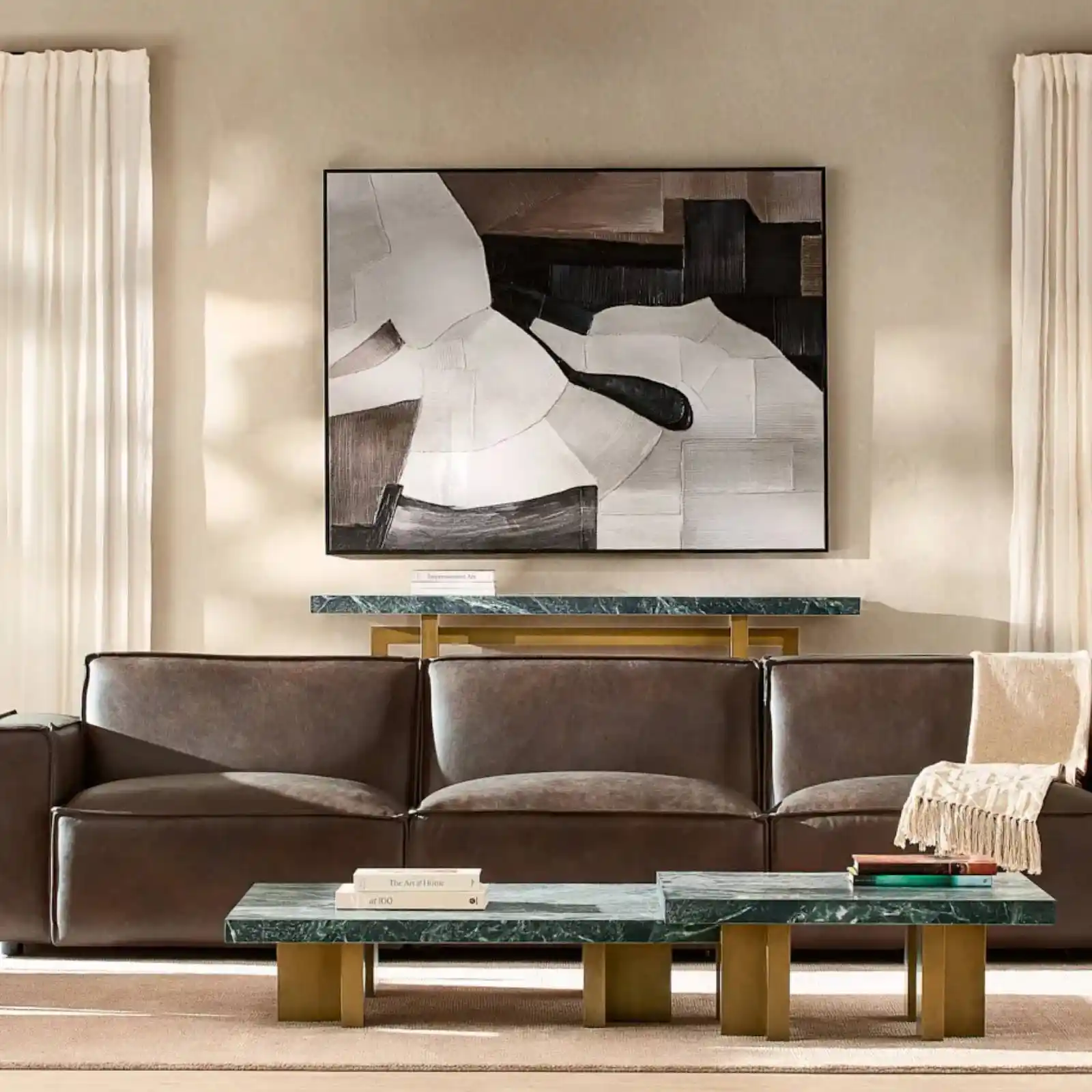 Lainey Chocolate Brown 3 Pieces Modular Leather Sofa