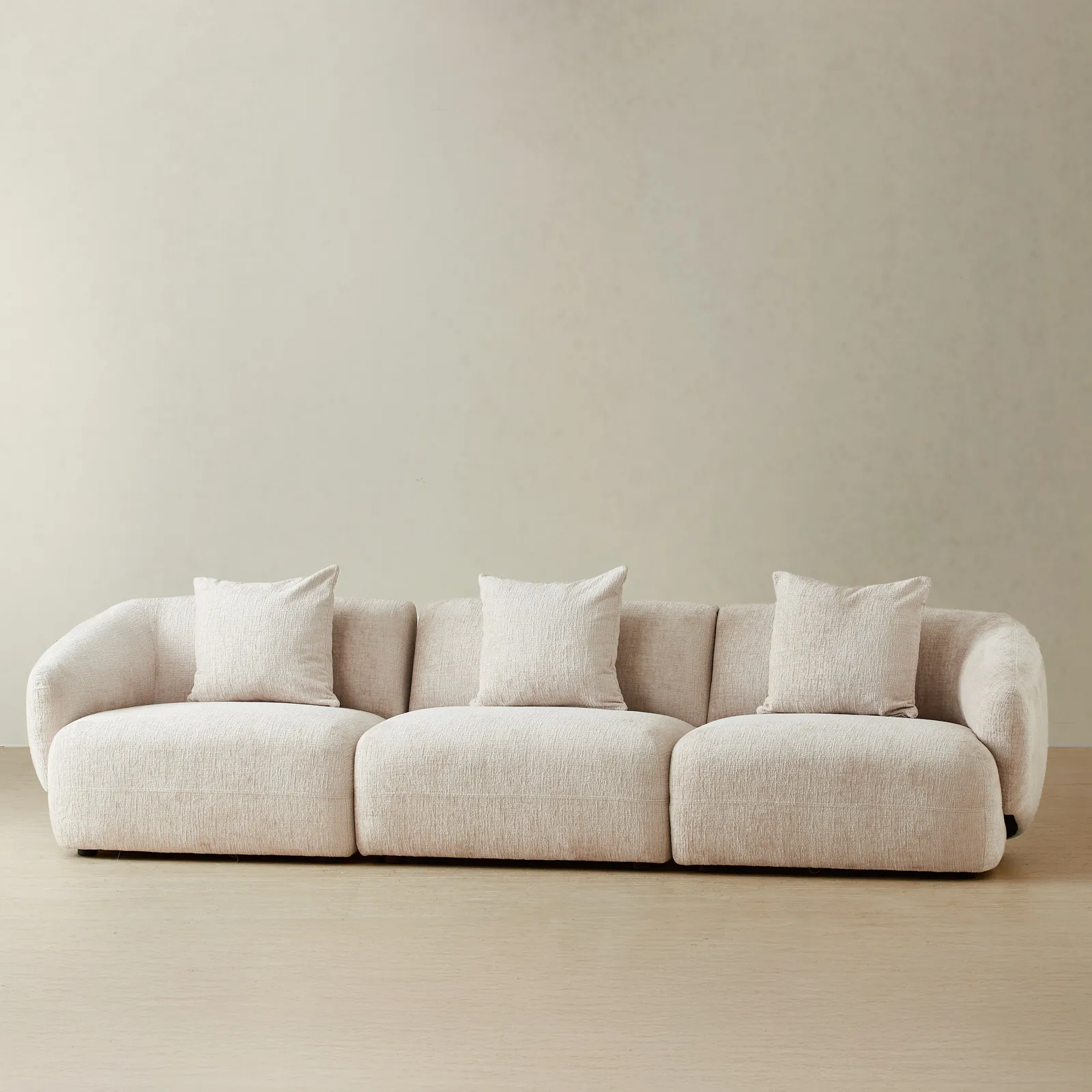 Willow Powder White Chenille Fabric 3 Pieces Modular Sofa | Koala Living