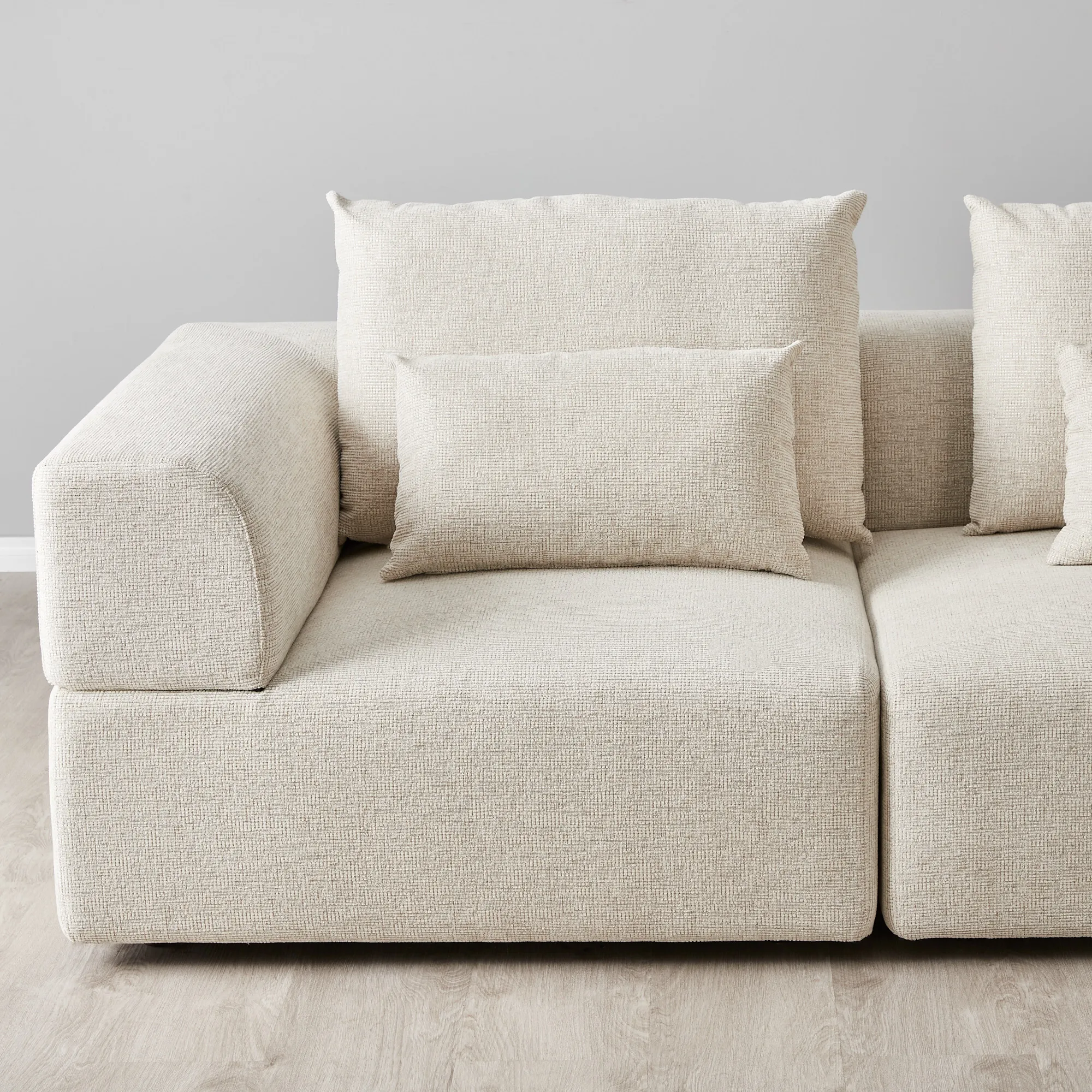 Riviera III Isabelline White 3 Pieces Modular Fabric Sofa | Koala Living