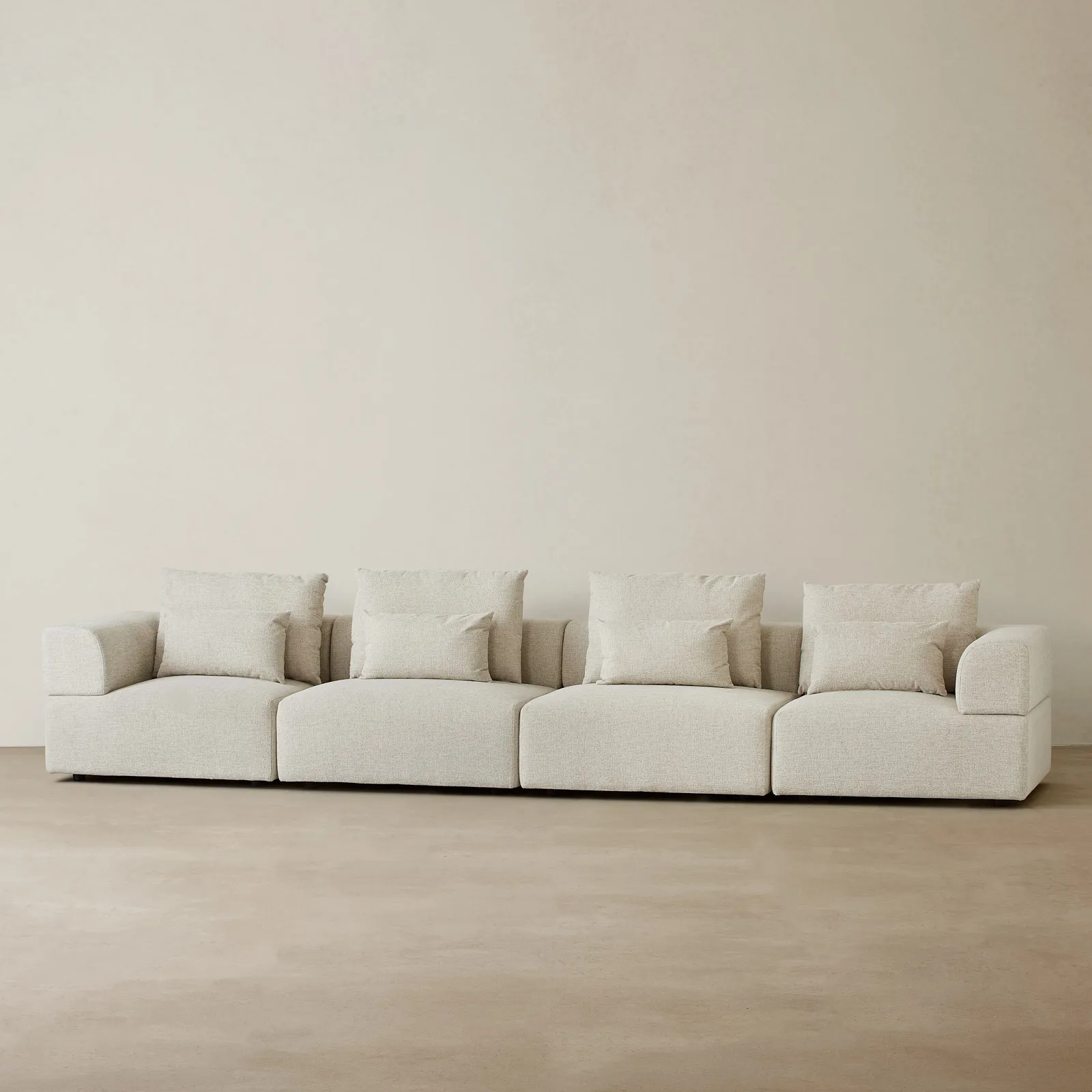 Riviera III Isabelline White 4 Pieces Modular Fabric Sofa | Koala Living