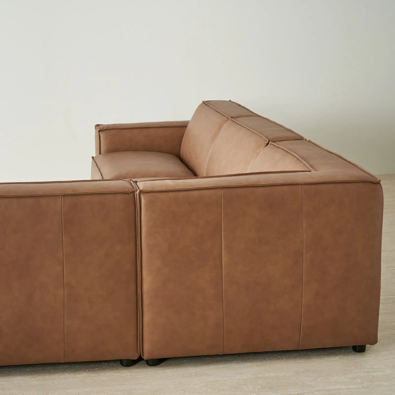 Lainey Medium Tan Modular Leather Sofa without Ottoman | Koala Living