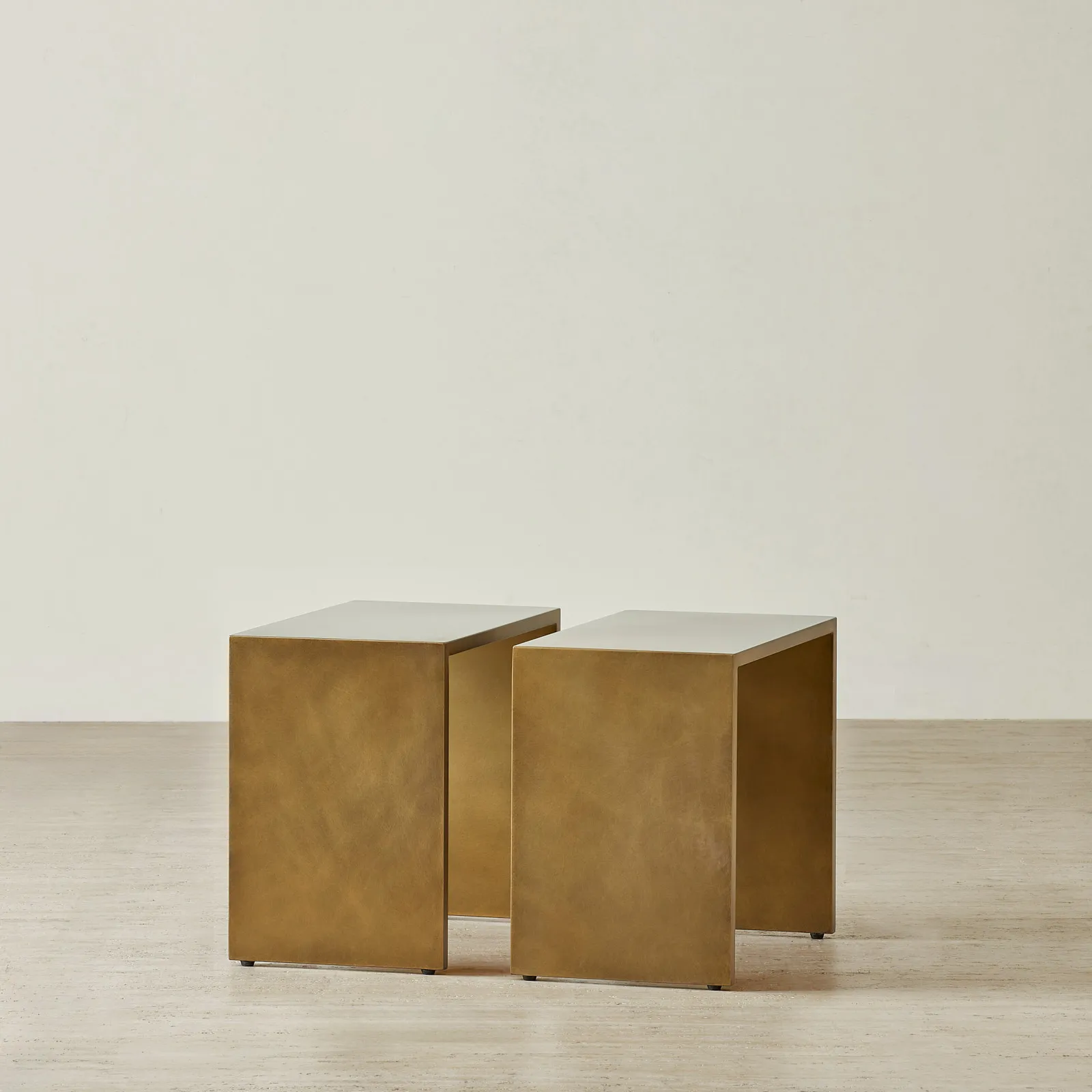 Grayson Brushed Bronze Entertainment Unit with Statuario White Sintered ...