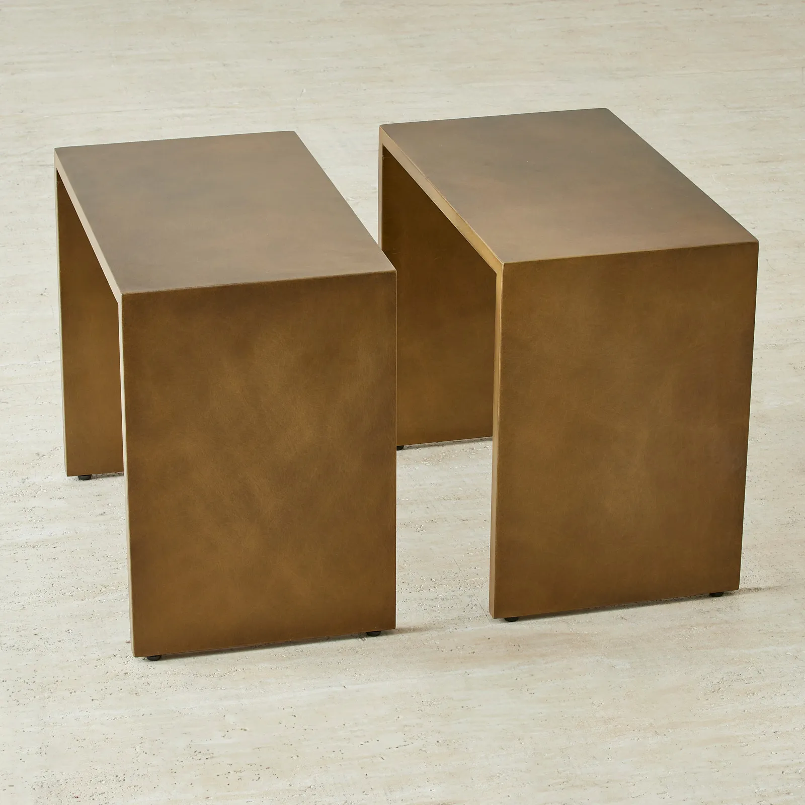 Grayson Brushed Bronze Entertainment Unit with Statuario White Sintered ...