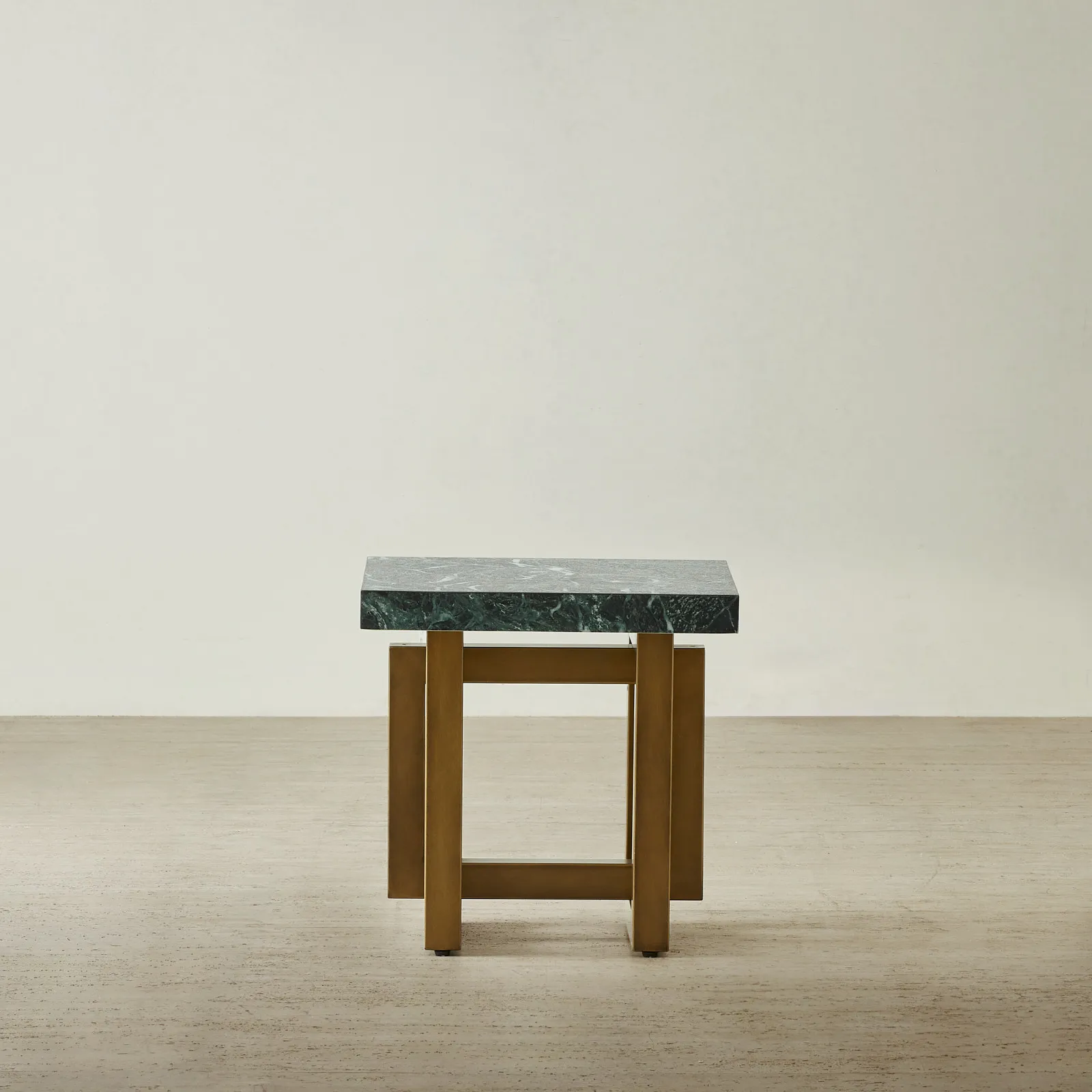 Grayson Emerald Green Sintered Stone Side Table - Brushed Bronze Legs
