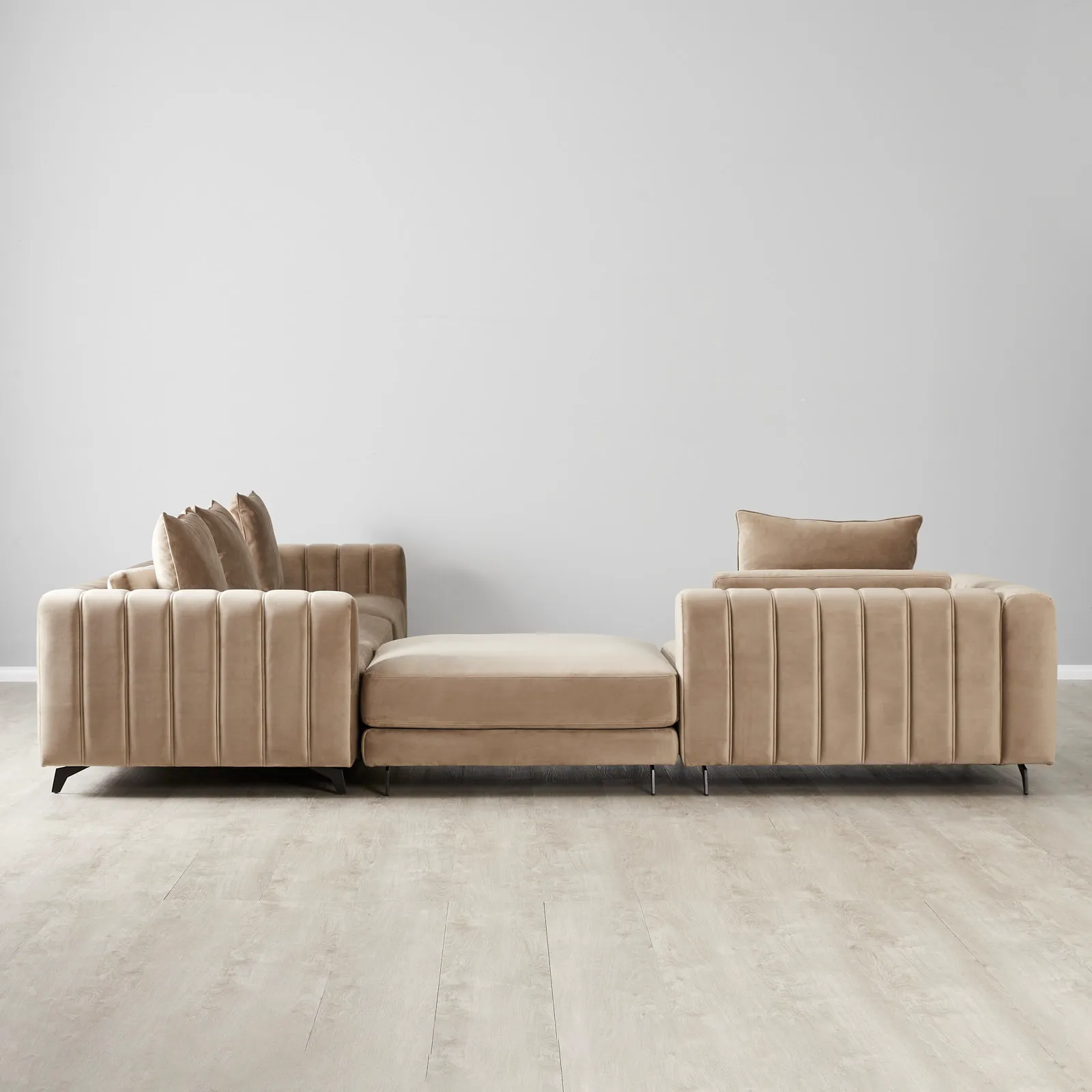 Jordan Beige Velvet Corner Sofa | Koala Living