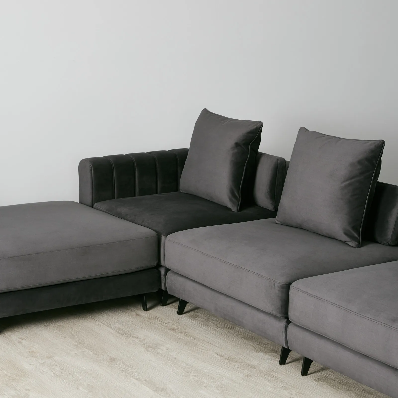 Jordan Charcoal Velvet Corner Sofa | Koala Living