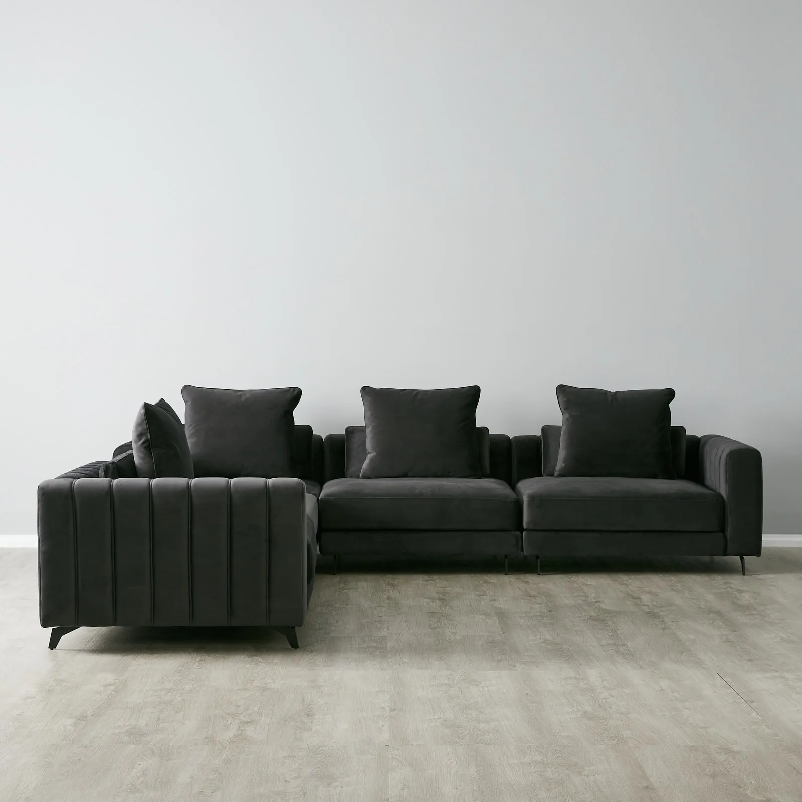 Jordan Charcoal Velvet Corner Sofa | Koala Living