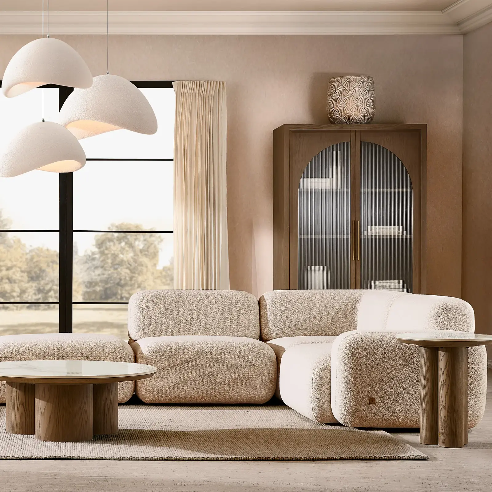 Capri Stone White 3 Pieces Modular Left Chaise Sofa | Koala Living
