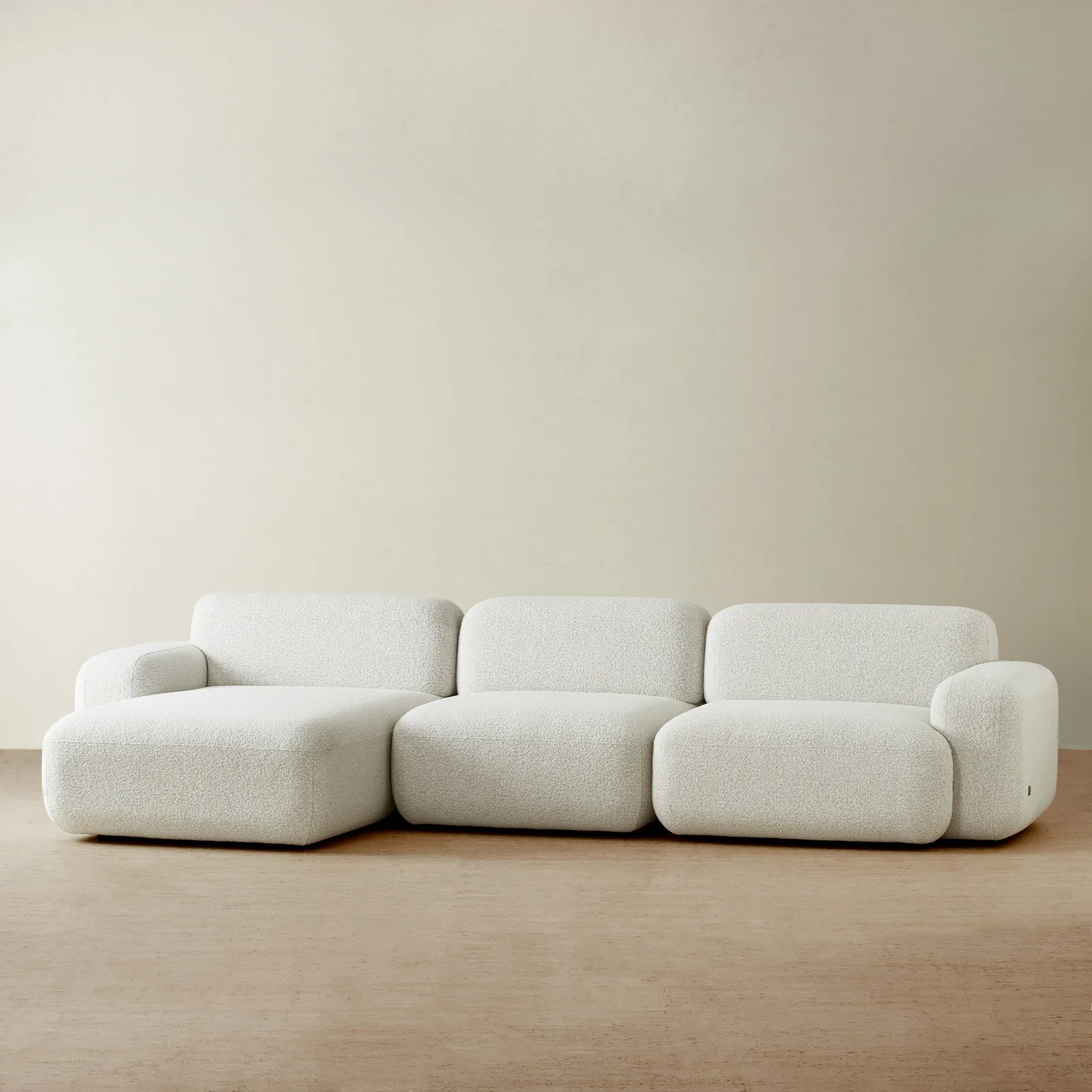 Capri Stone White 3 Pieces Modular Left Chaise Sofa | Koala Living