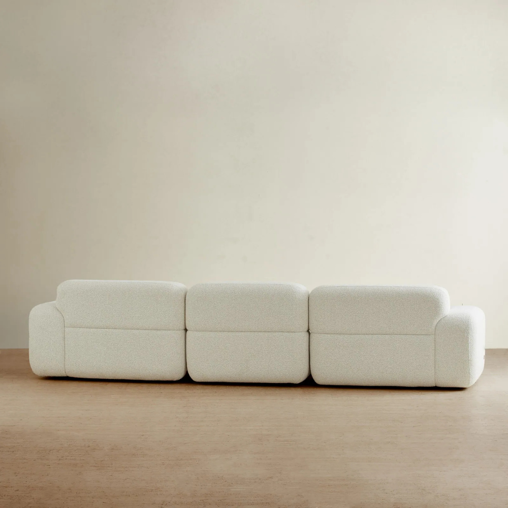 Capri Stone White 3 Pieces Modular Right Chaise Sofa | Koala Living