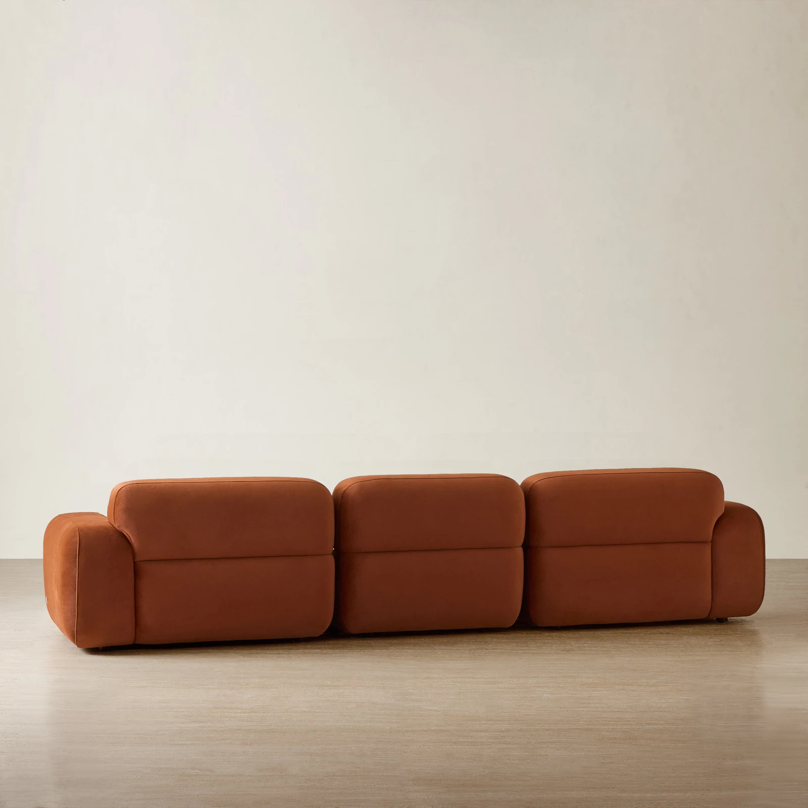 Capri Copper Brown Velveteen 3 Pieces Modular Right Chaise Sofa | Koala ...