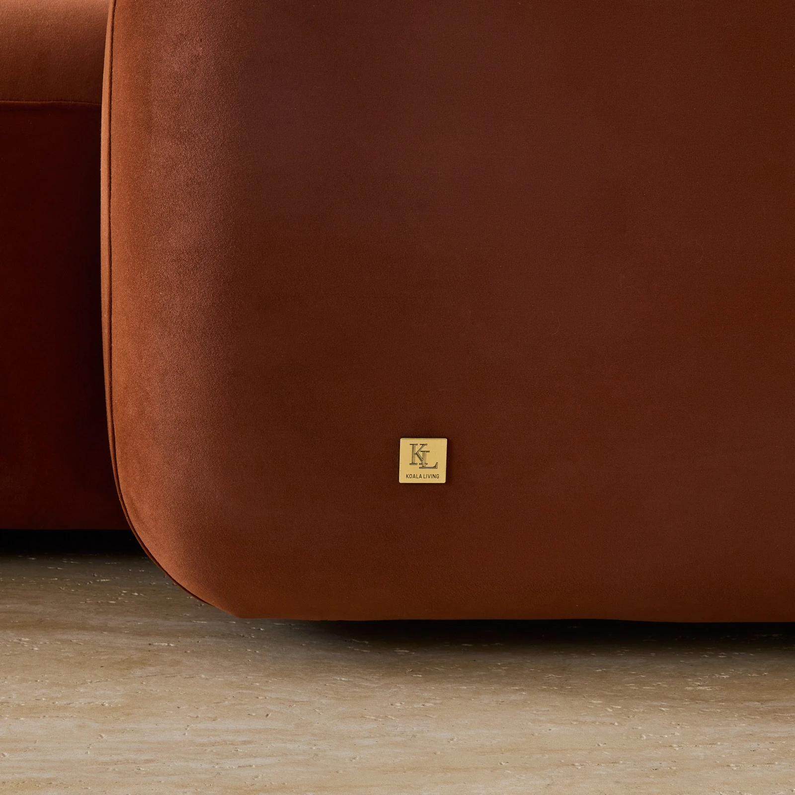 Capri Copper Brown Velveteen 3 Pieces Modular Right Chaise Sofa | Koala ...