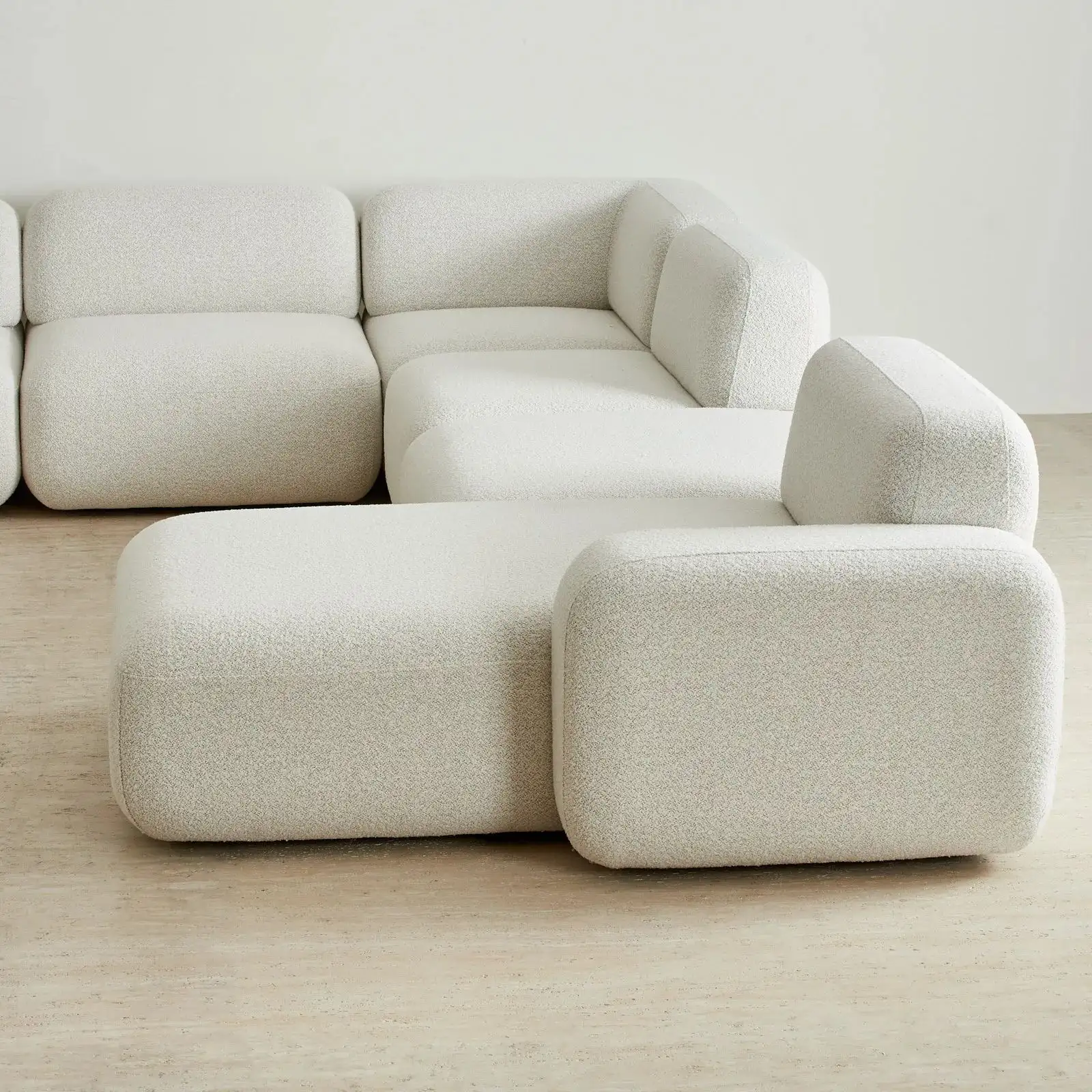 Capri Stone White Modular Corner Sofa - Right Chaise | Koala Living