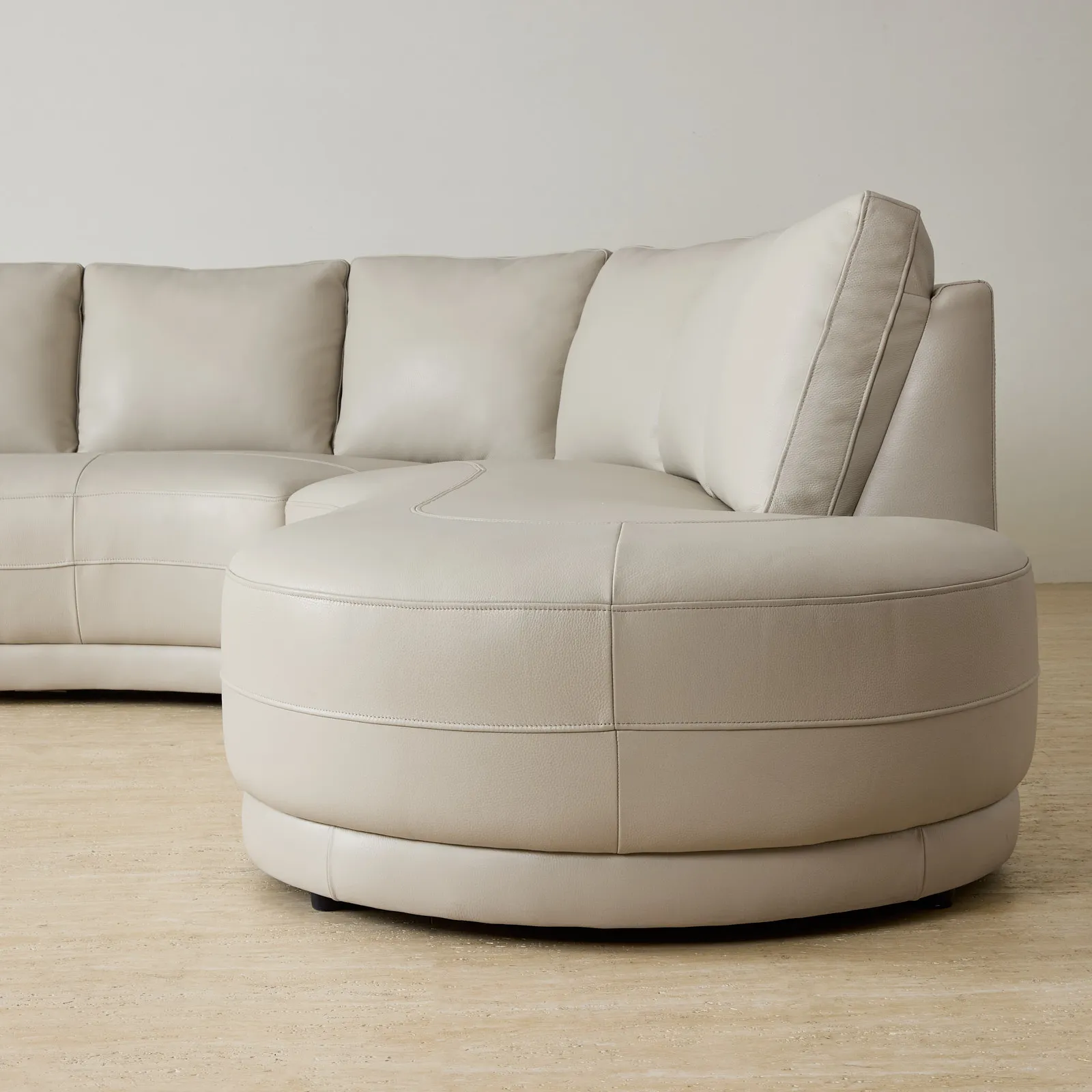 Felicia Cream Leather Curved Corner Sofa | Koala Living