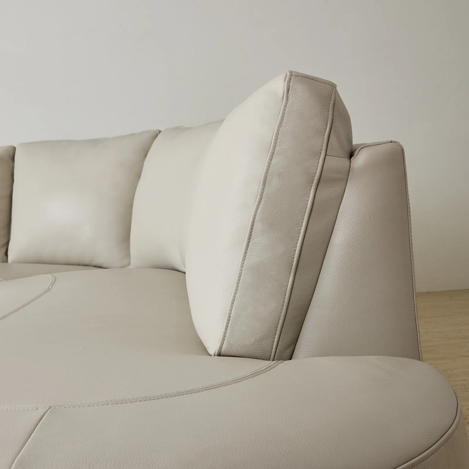 Felicia Cream Leather Curved Corner Sofa | Koala Living