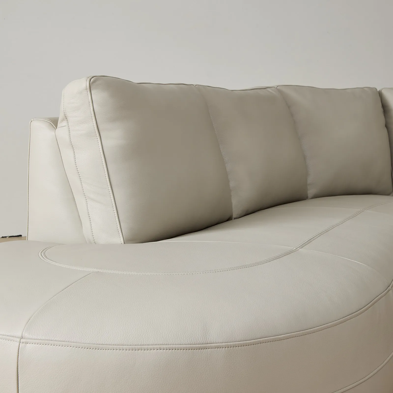 Felicia Cream Leather Curved Corner Sofa | Koala Living