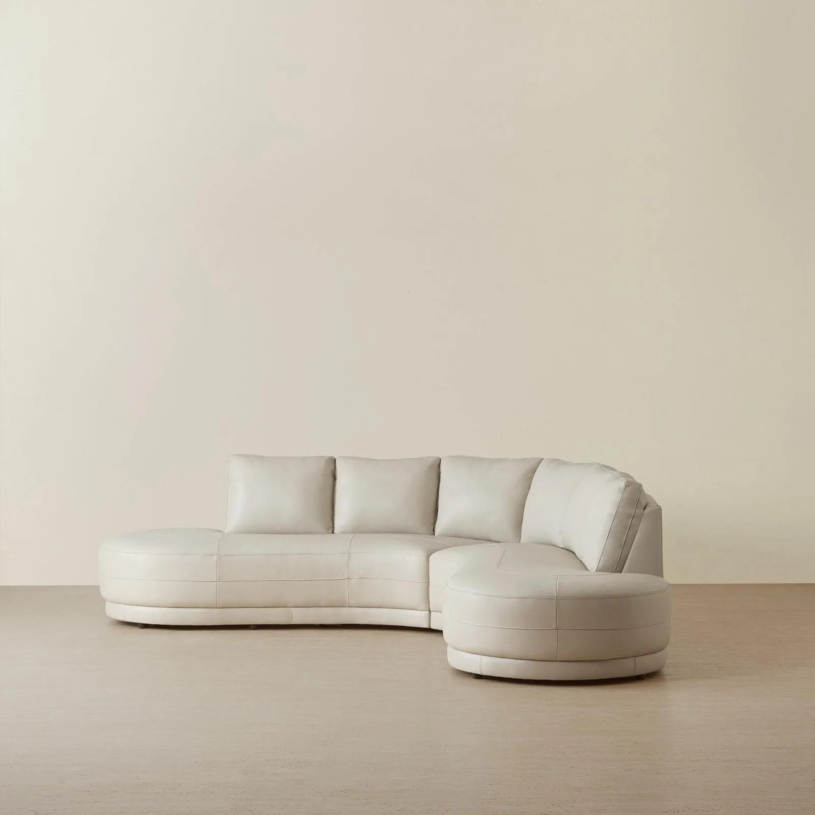 Felicia Cream Leather Curved Corner Sofa | Koala Living