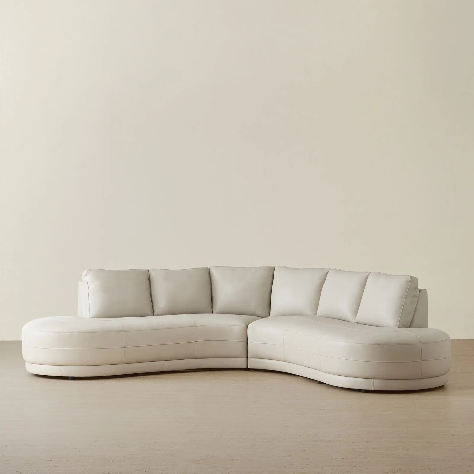 Felicia Cream Leather Curved Corner Sofa | Koala Living