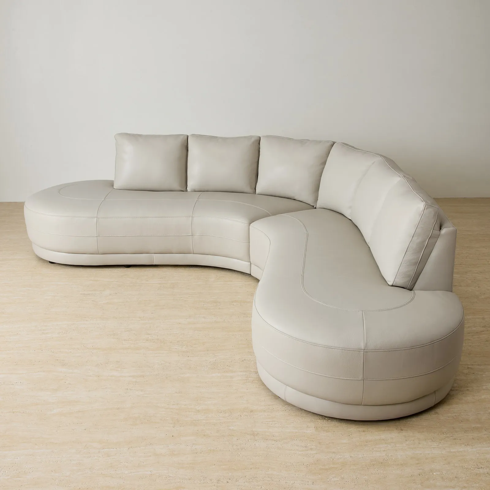 Felicia Cream Leather Curved Corner Sofa | Koala Living