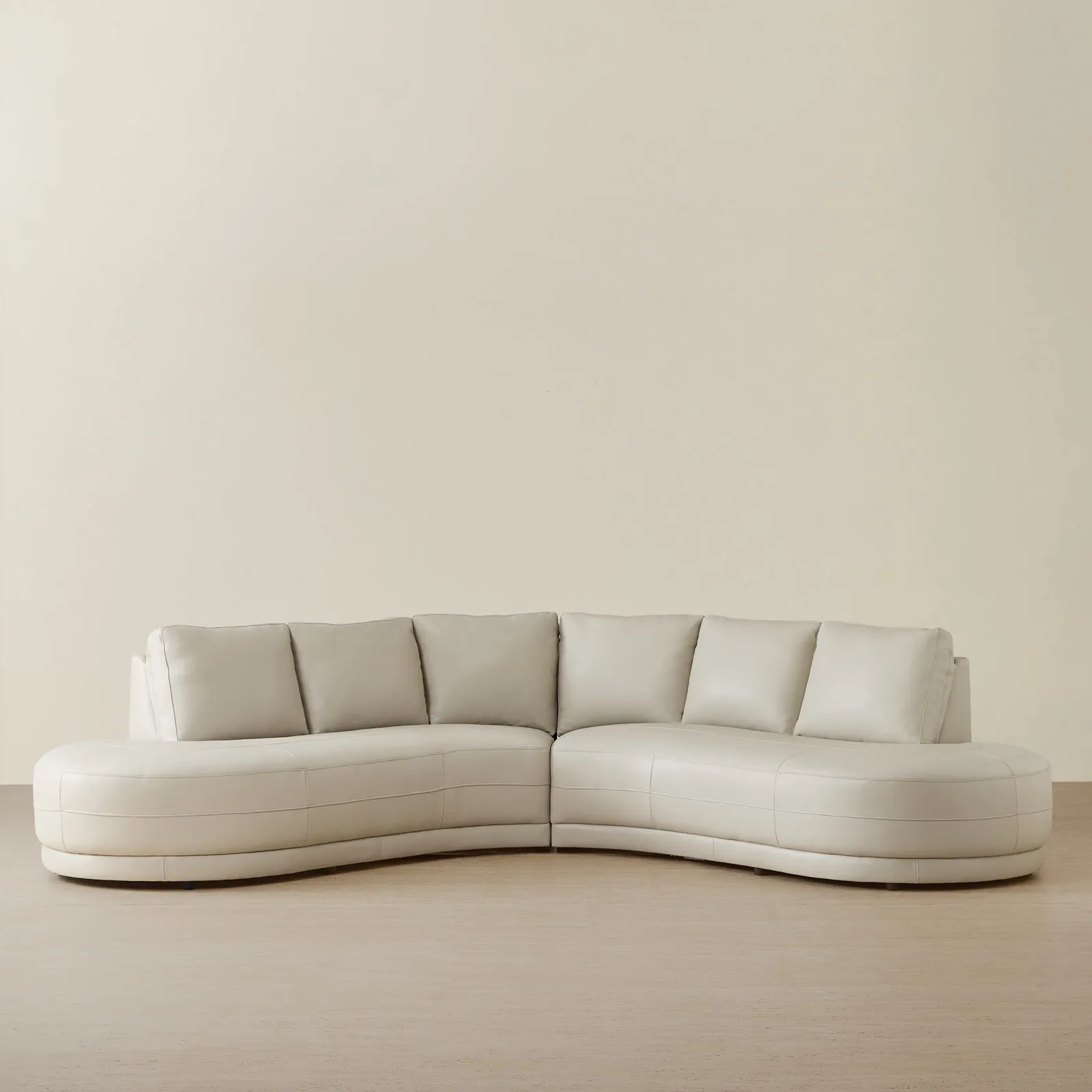 Felicia Cream Leather Curved Corner Sofa | Koala Living