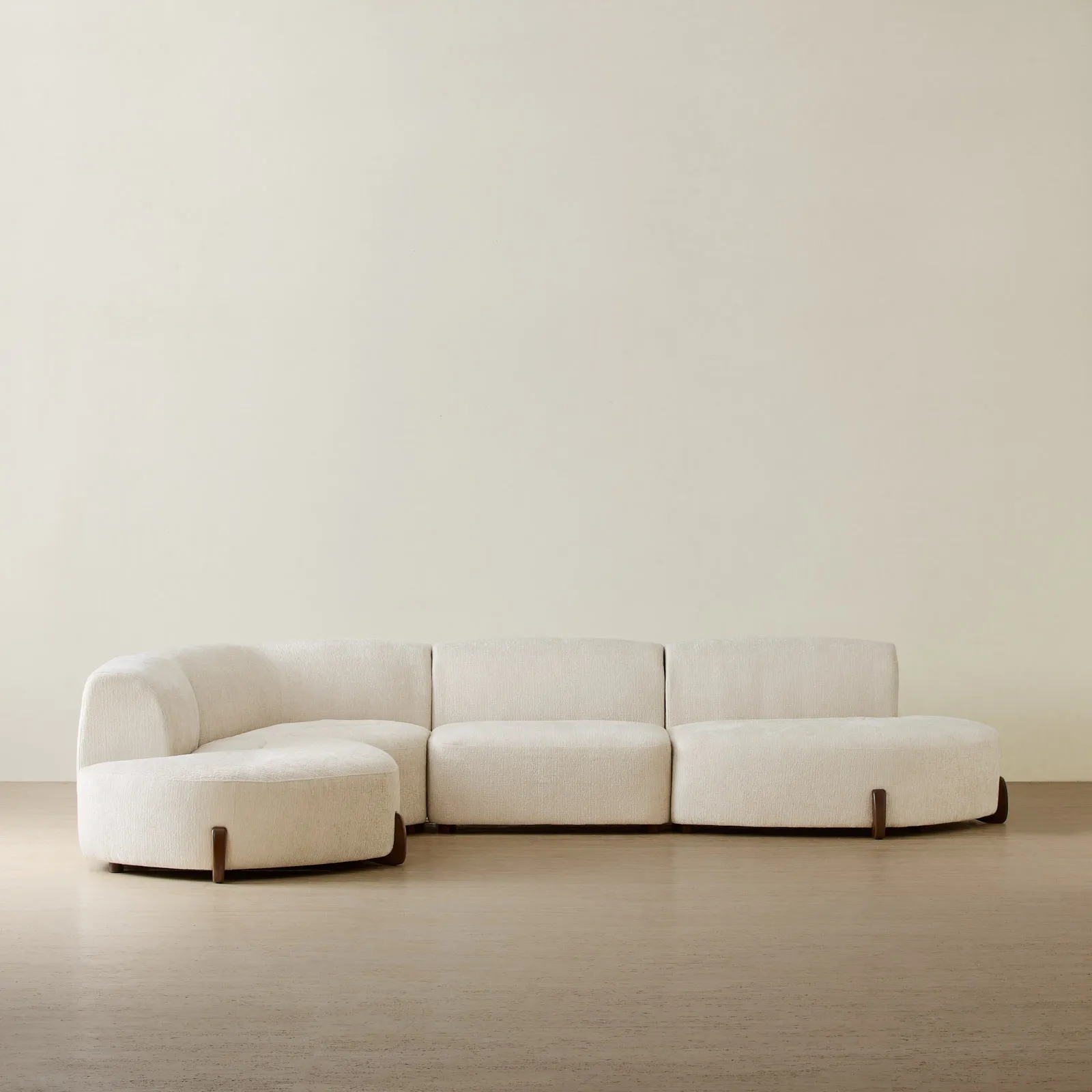 Calma Fusion Grey Fabric 4 Pieces Modular Corner Sofa with Left Cuddler ...