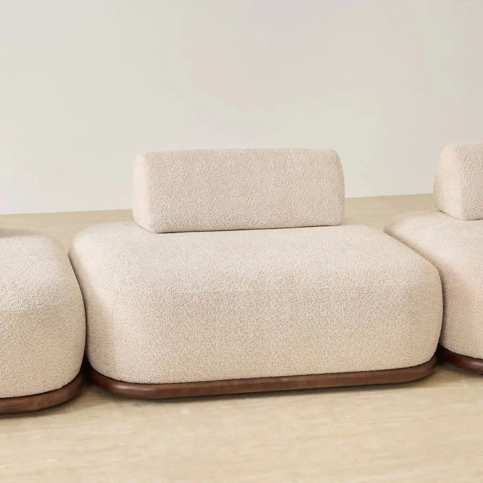 Bellagio Mid Beige Woven Fabric 3 Pieces Modular Sofa | Koala Living