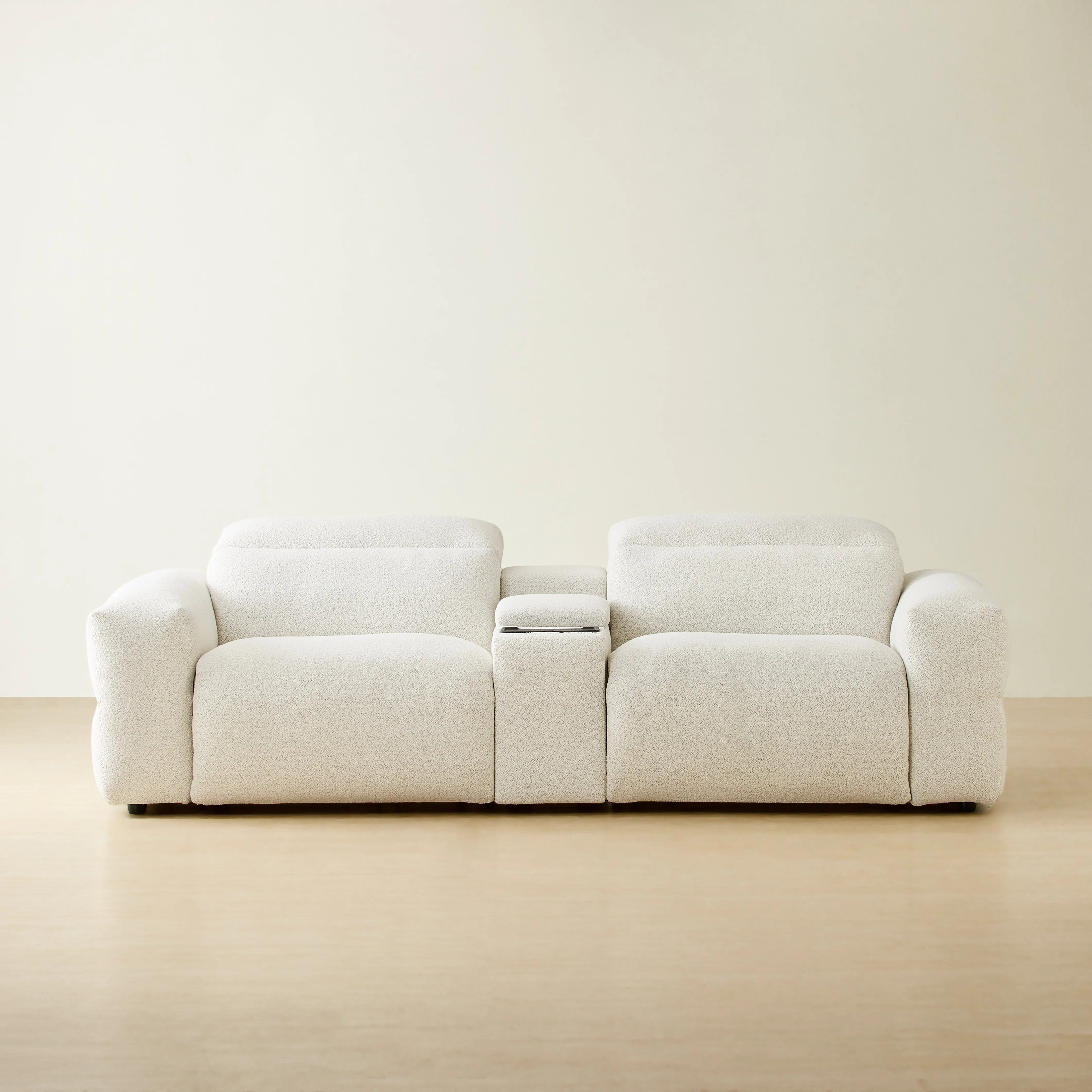 Mathias Stone White Fabric 2 Pieces Modular Dual Electric Recliner with ...
