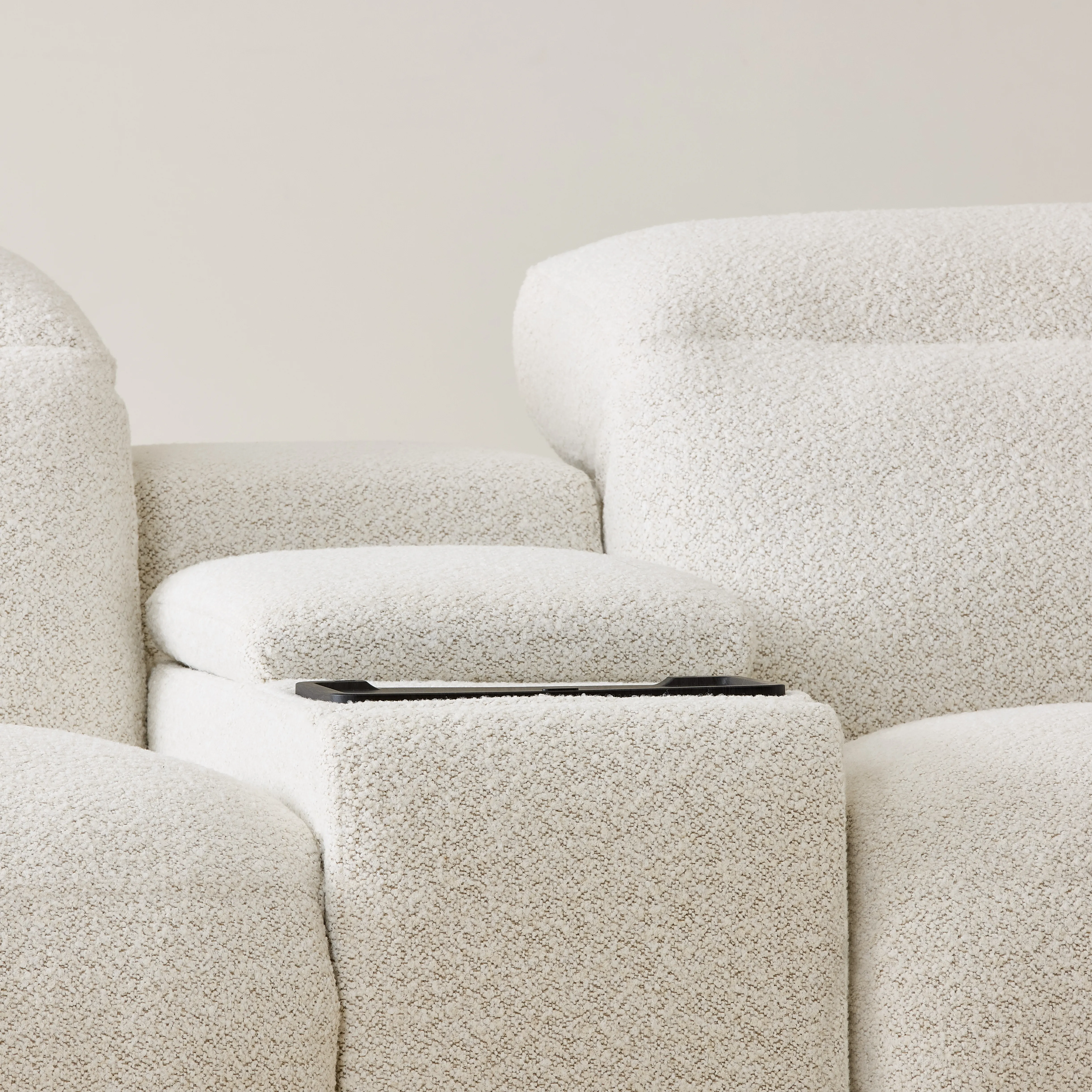 Mathias Stone White Fabric 2 Pieces Modular Dual Electric Recliner with ...