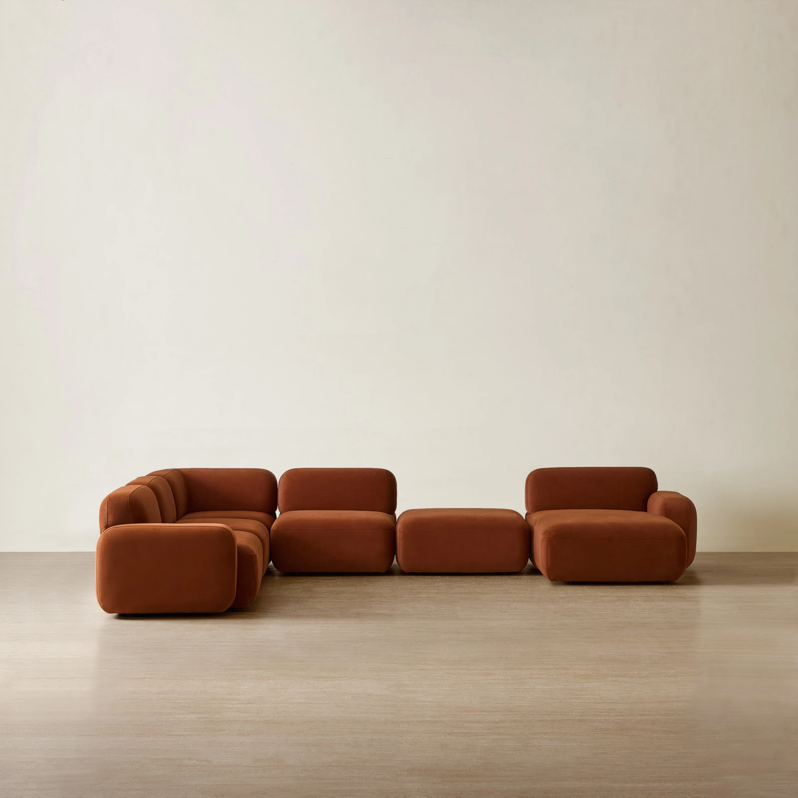 Capri Copper Brown Velveteen Modular Corner Sofa - Right Chaise | Koala ...