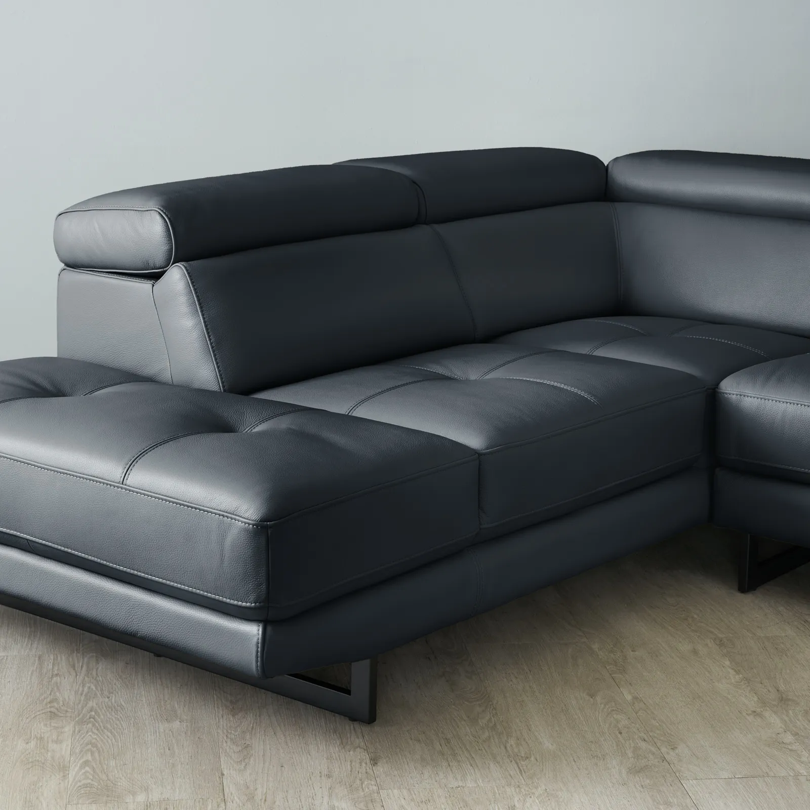 Aster Night Blue Modular Left Chaise Lounge - Black Legs | Koala Living