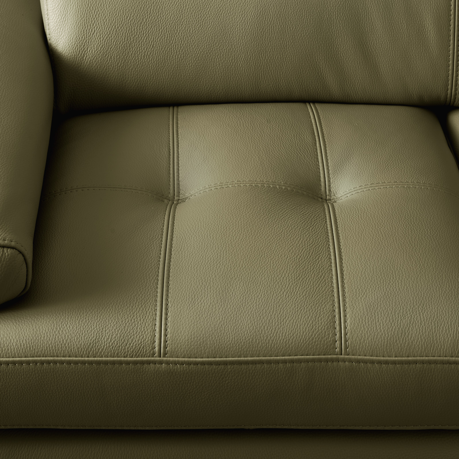 Lennox Garden Green Leather 3-Seater Sofa - Black Legs | Koala Living